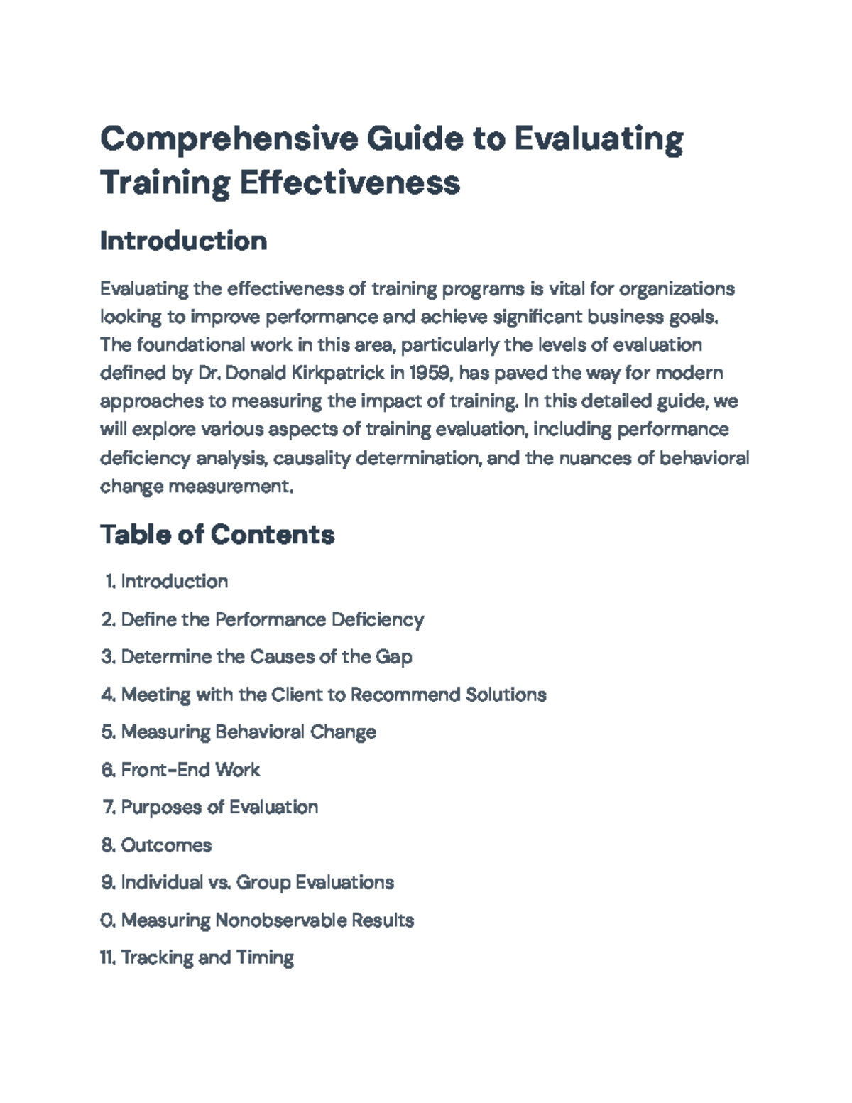 Comprehensive Guide to Evaluating Training Effectiveness ...