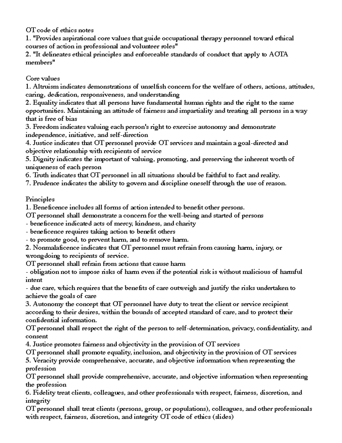 OT code of ethics - Maintaining an attitude of fairness and ...