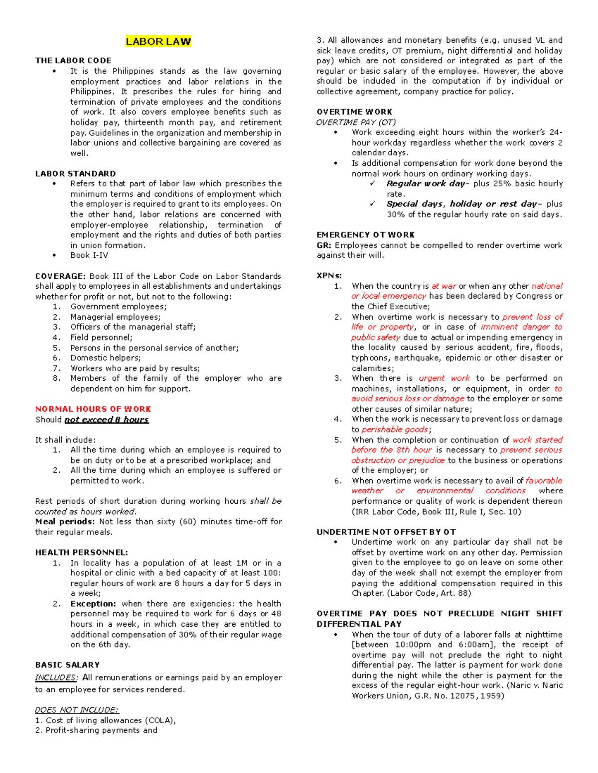 Labor Law Notes: Understanding the Labor Code of the Philippines - Studocu