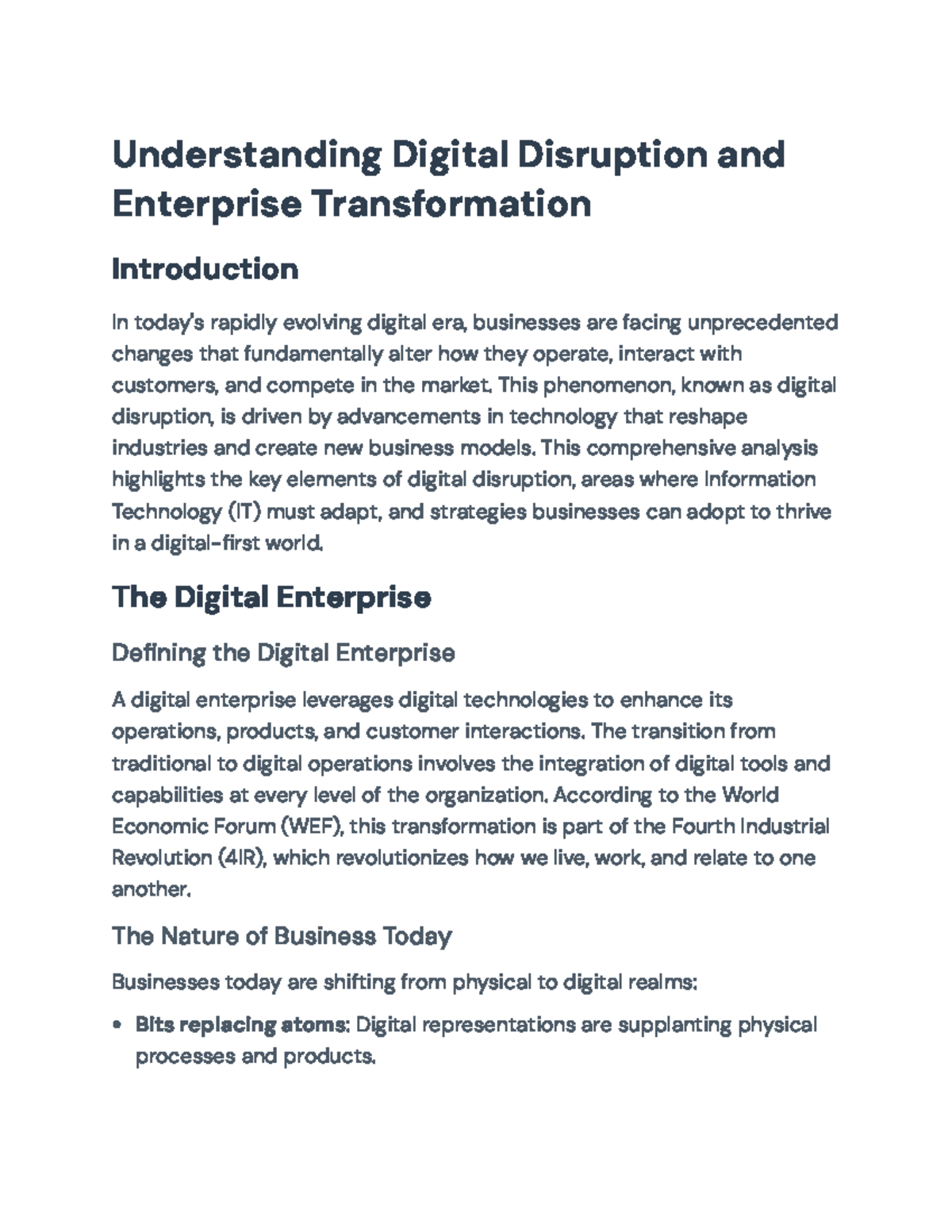 Digital Disruption and Enterprise Transformation: Strategies for ...