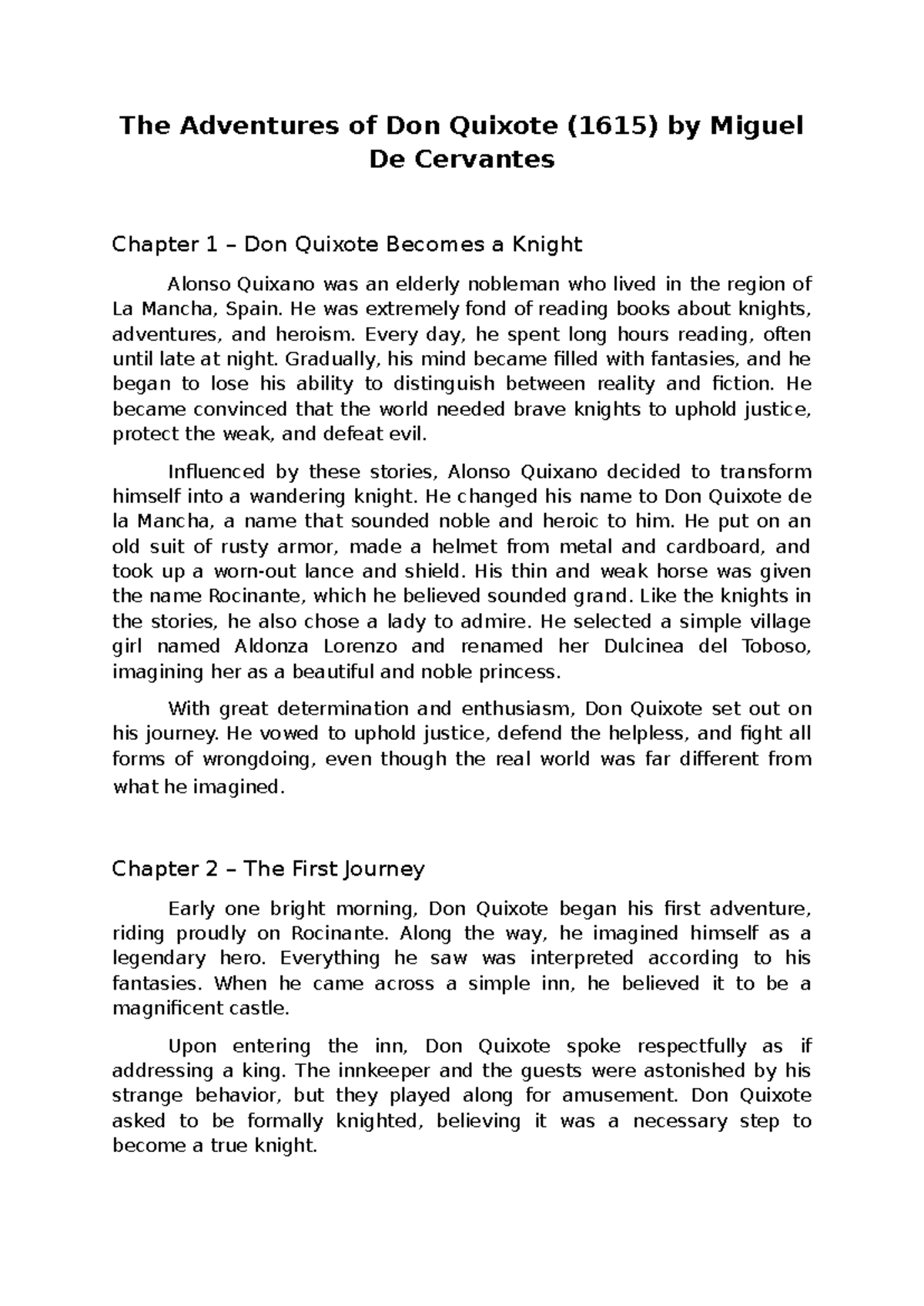 The Adventures of Don Quixote (1615) - Chapter Summaries and Analysis ...