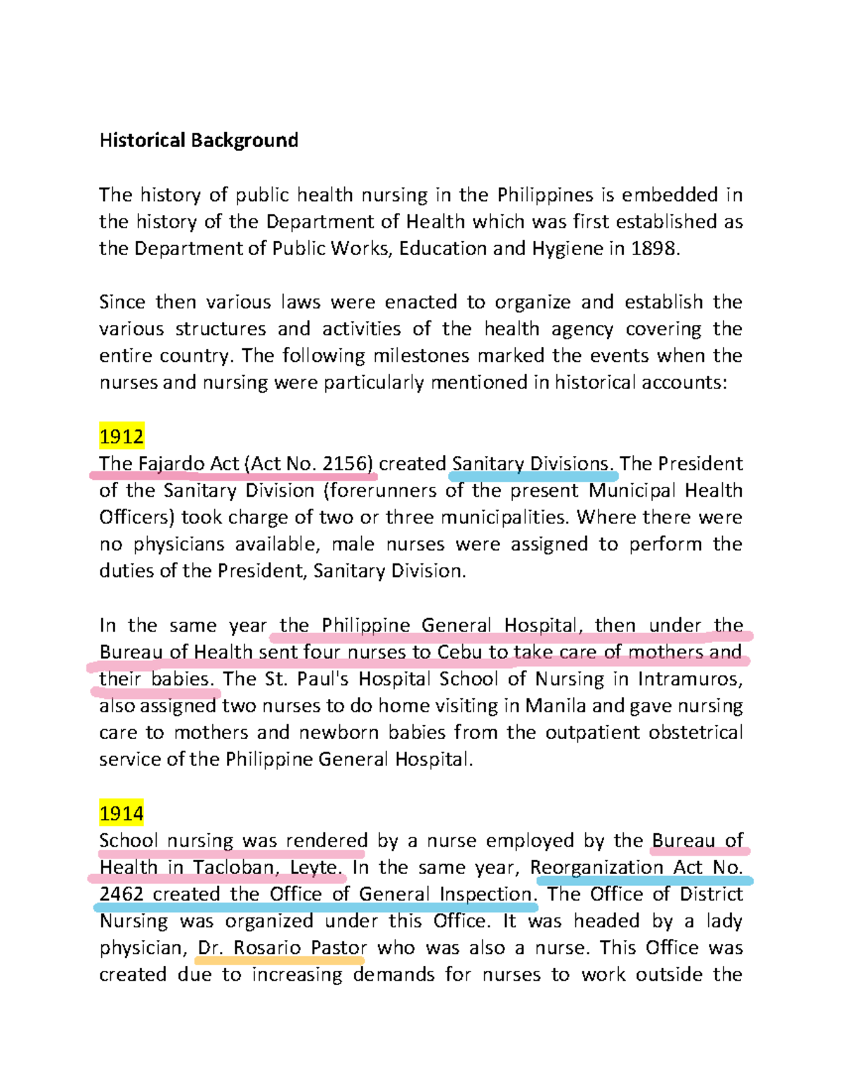 Historical Development of Public Health Nursing in the PH - Studocu