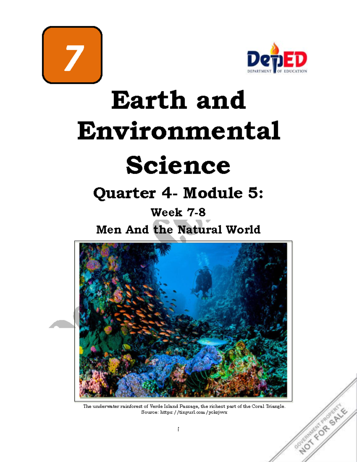 5 Q4 SSC Earth ENVI Science - i Earth and Environmental Science Quarter 4- Module 5: Week 7- Men ...
