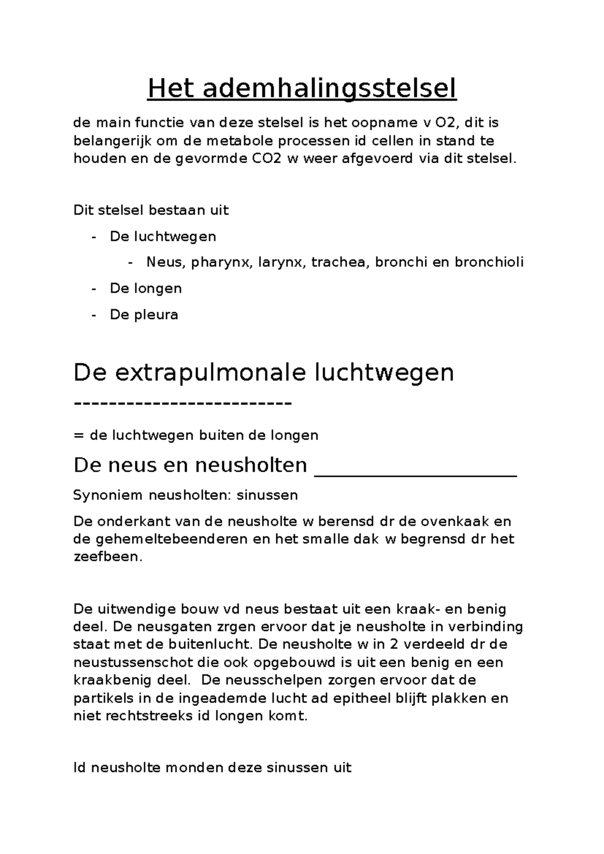 Het ademhalingsstelsel: Functies en Anatomie van de Luchtwegen - Studocu