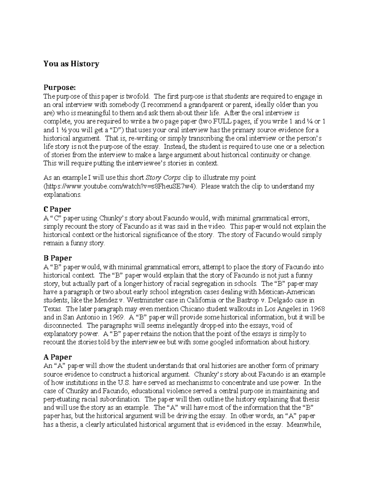 You as History-Online description example - You as History Purpose: The ...