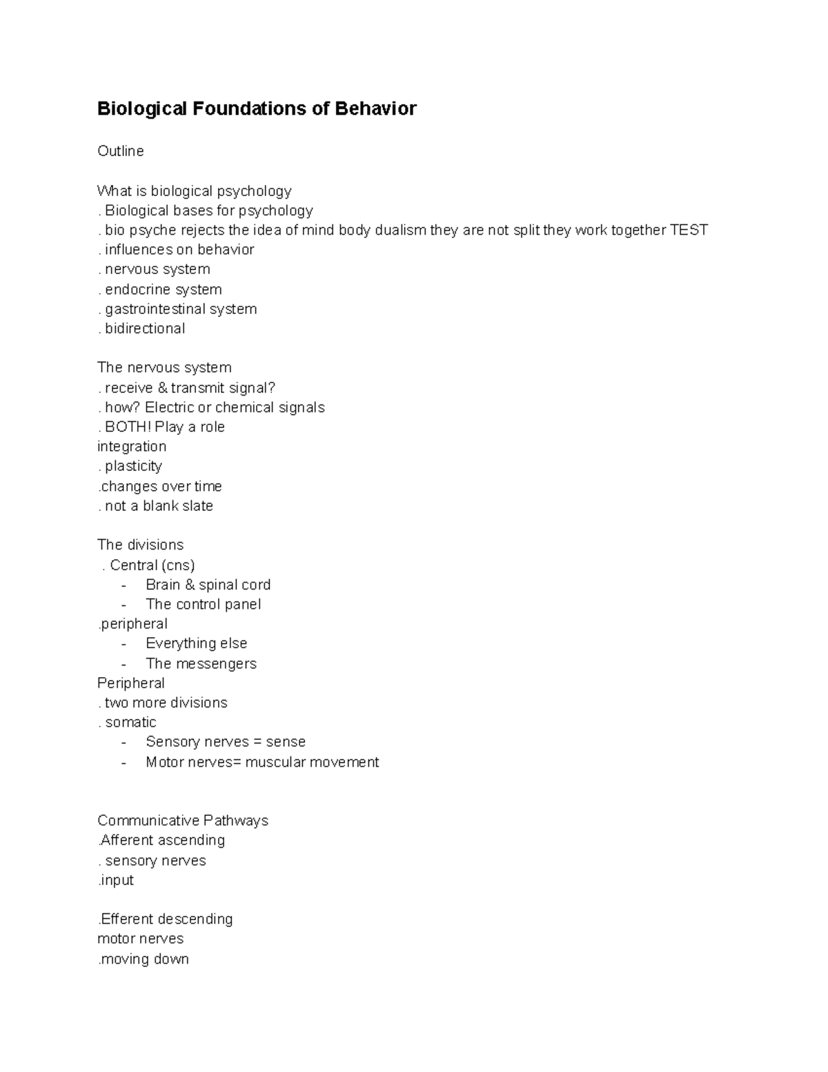 Biological Foundations of Behavior - Chapter 3 Summary (PSY) - Studocu