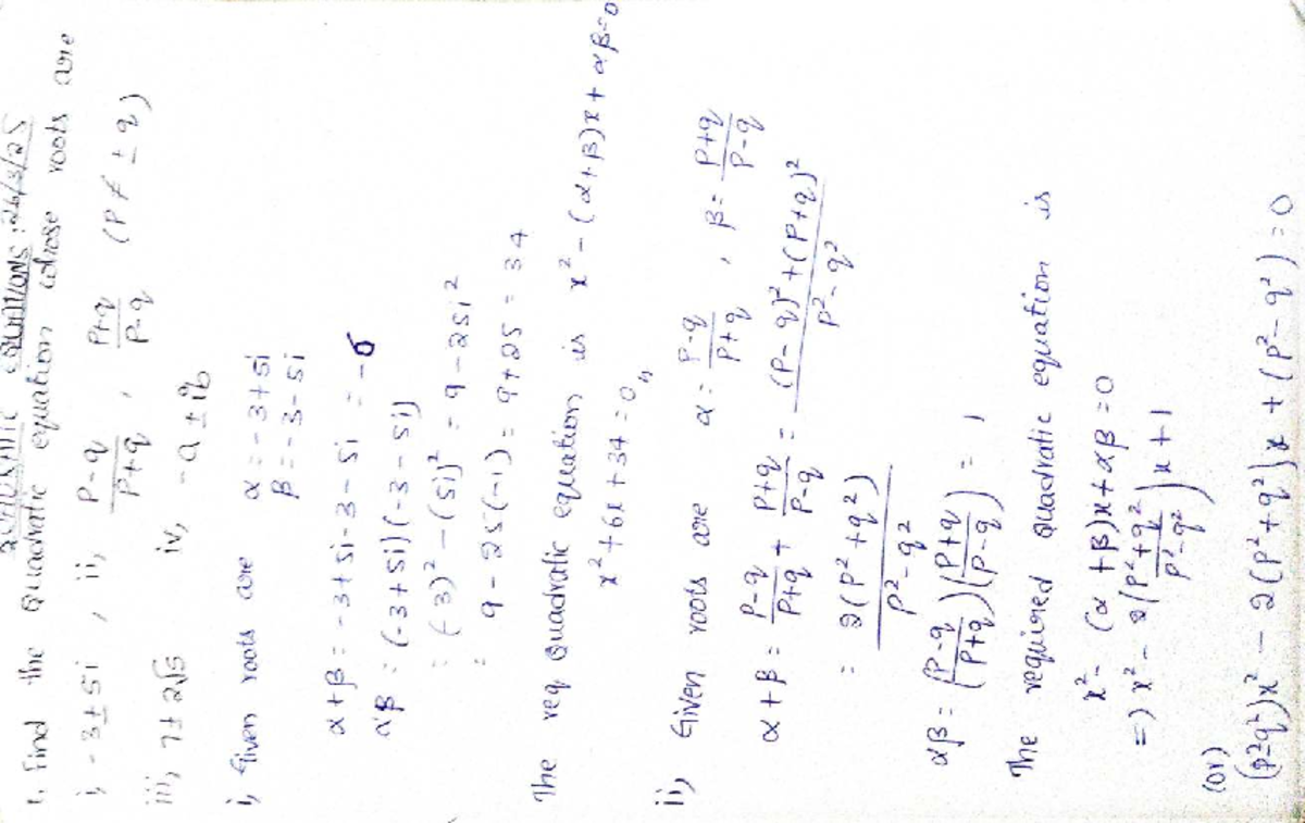 Quadratic Equations Study Notes - QUA 101 - Studocu