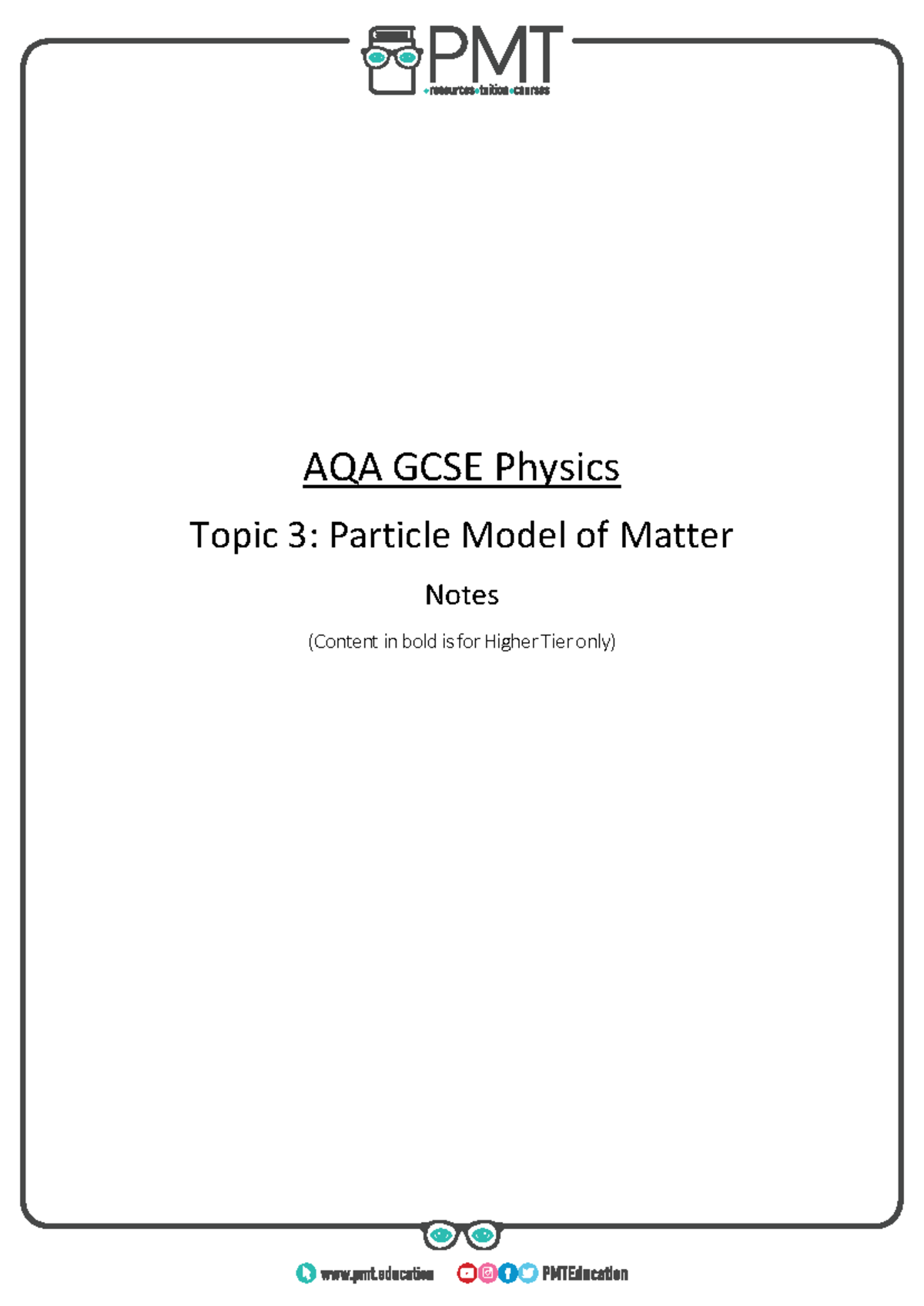 AQA GCSE Physics: Summary Notes on Particle Model of Matter - Studocu