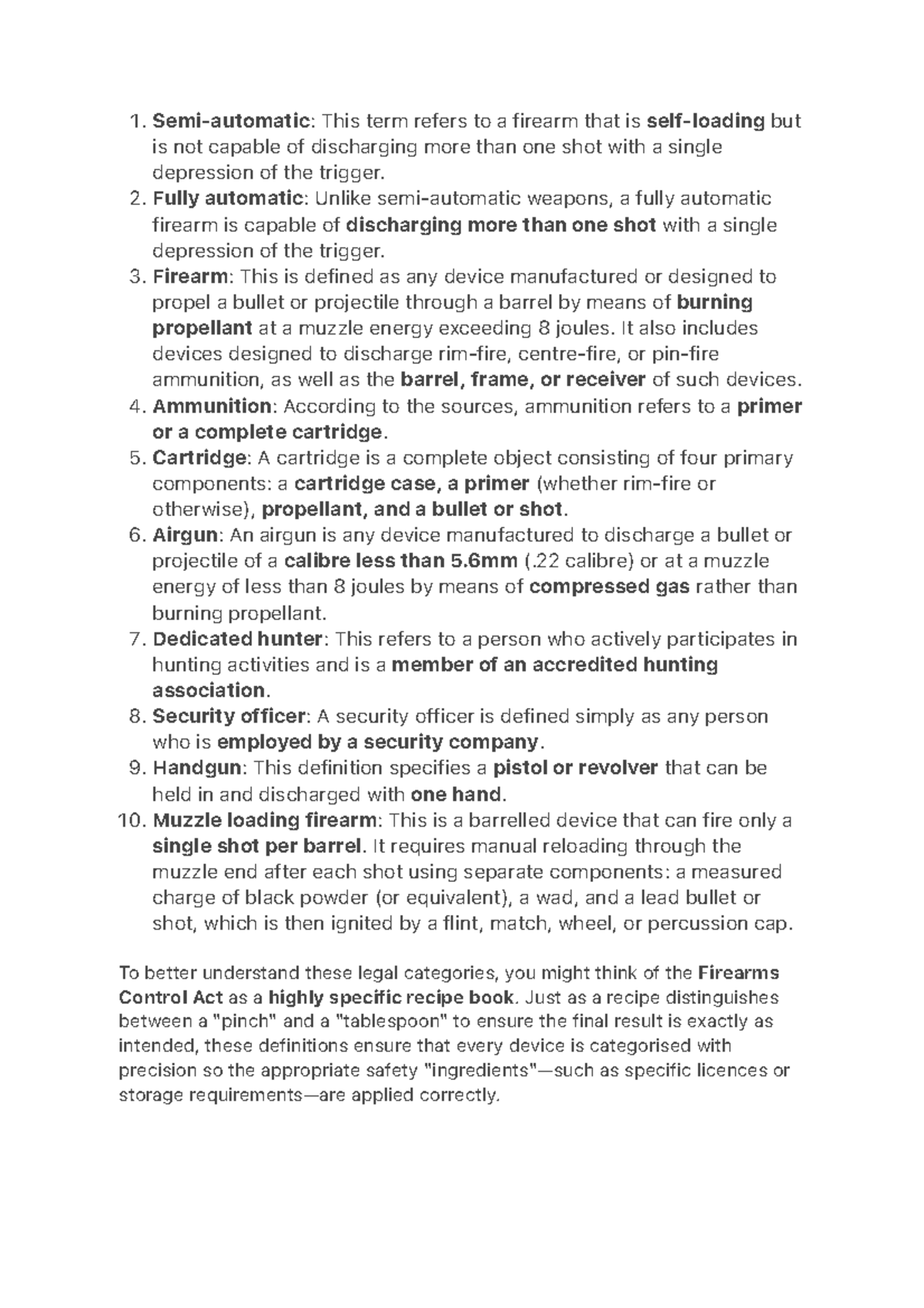 Law Module Definitions: Firearms and Related Terms - Lecture Notes ...