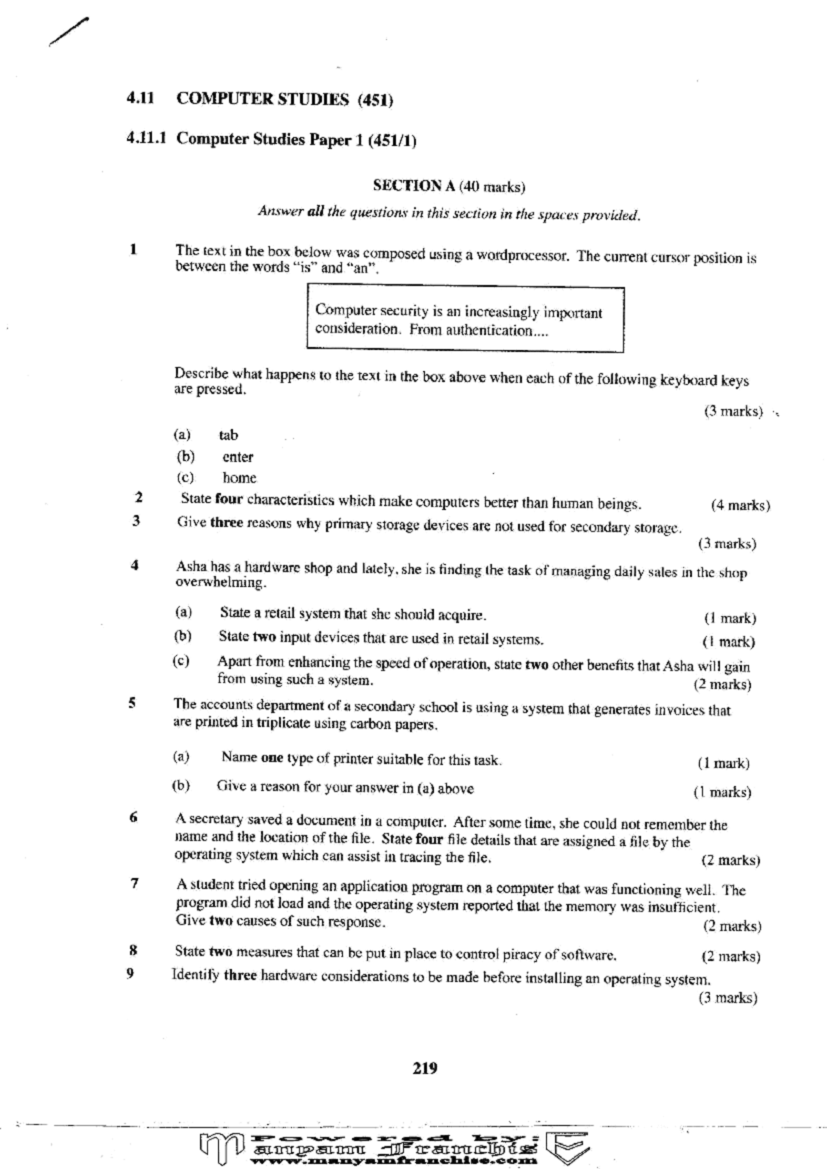Computer Studies (451) Final Exam: Paper 1 & 2 Questions and Practicals ...