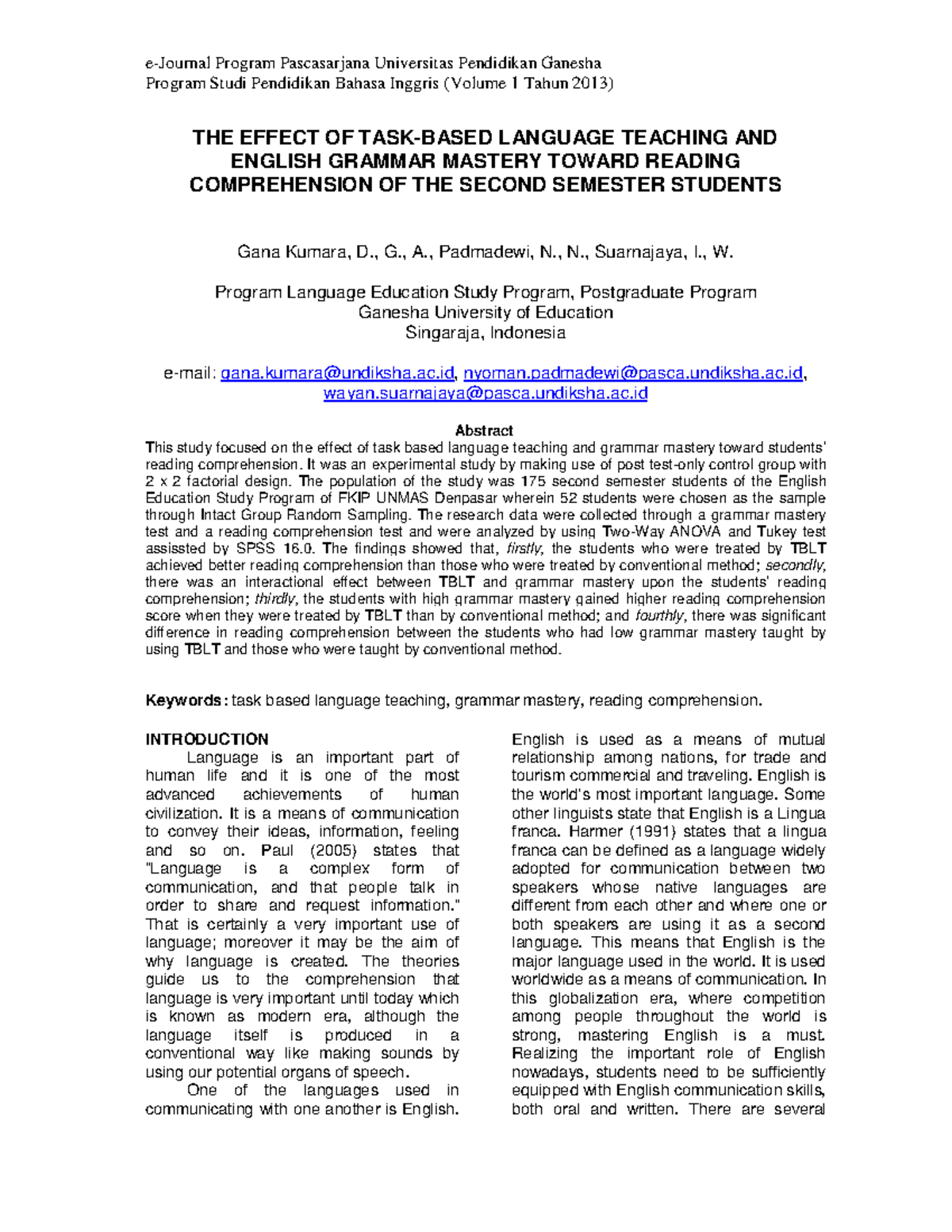 TBLT - TBLT - Program Studi Pendidikan Bahasa Inggris (Volume 1 Tahun ...