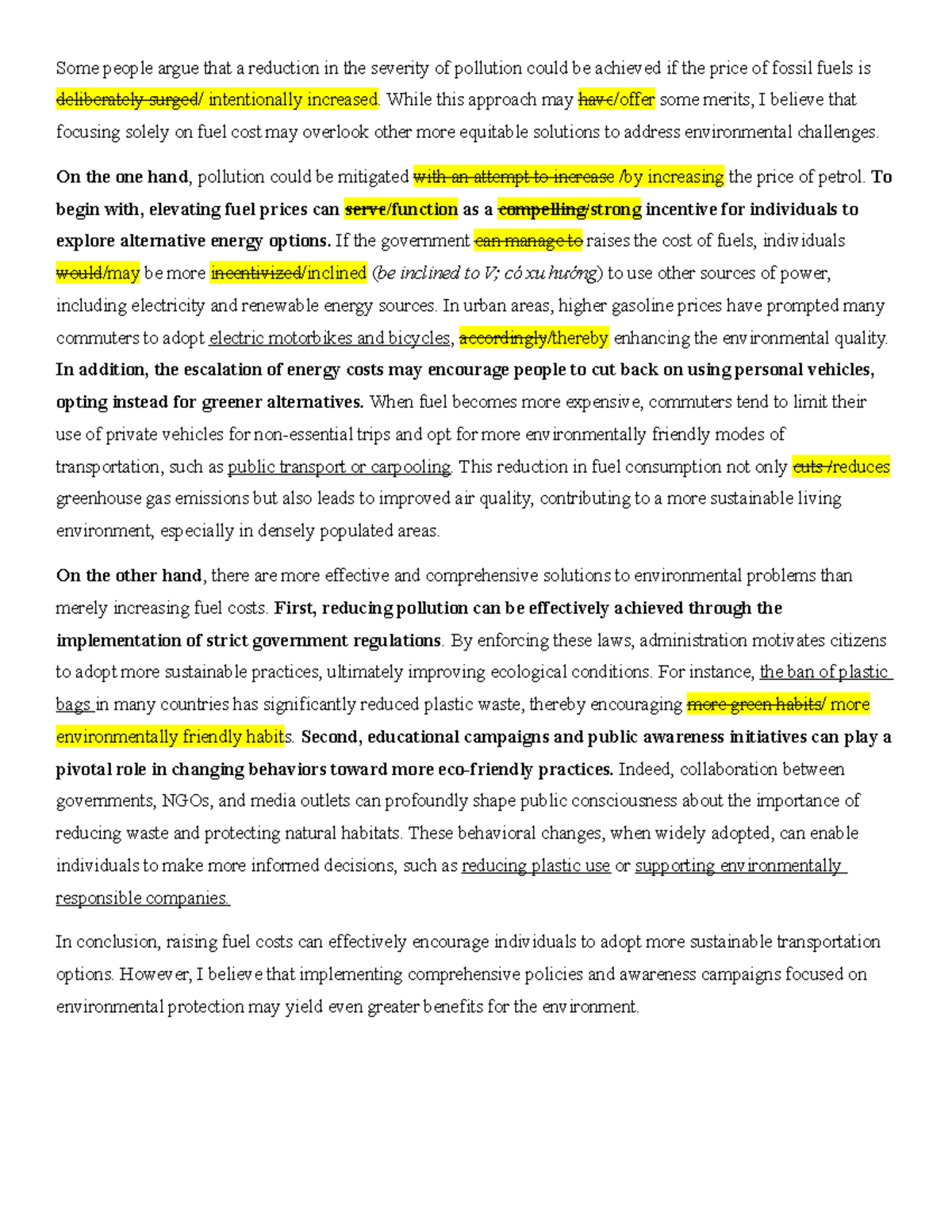 Environmental Solutions Beyond Fuel Price Increases - FGHr - Studocu
