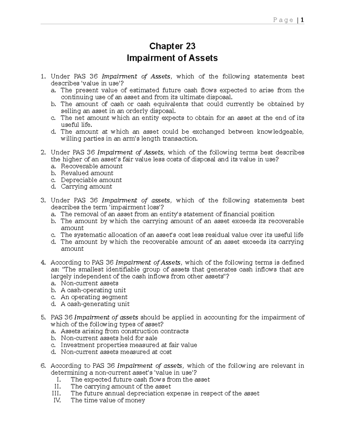 Chapter 23: Understanding Impairment of Assets According to PAS 36 ...