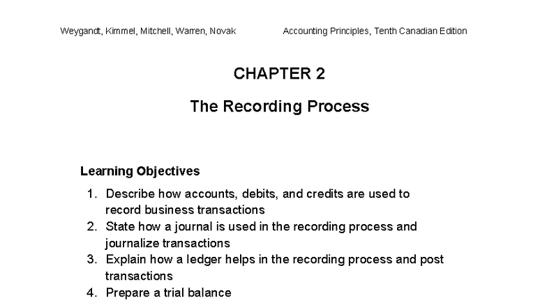CHP 2 Solutions Manual: Recording Process & Trial Balance Insights ...