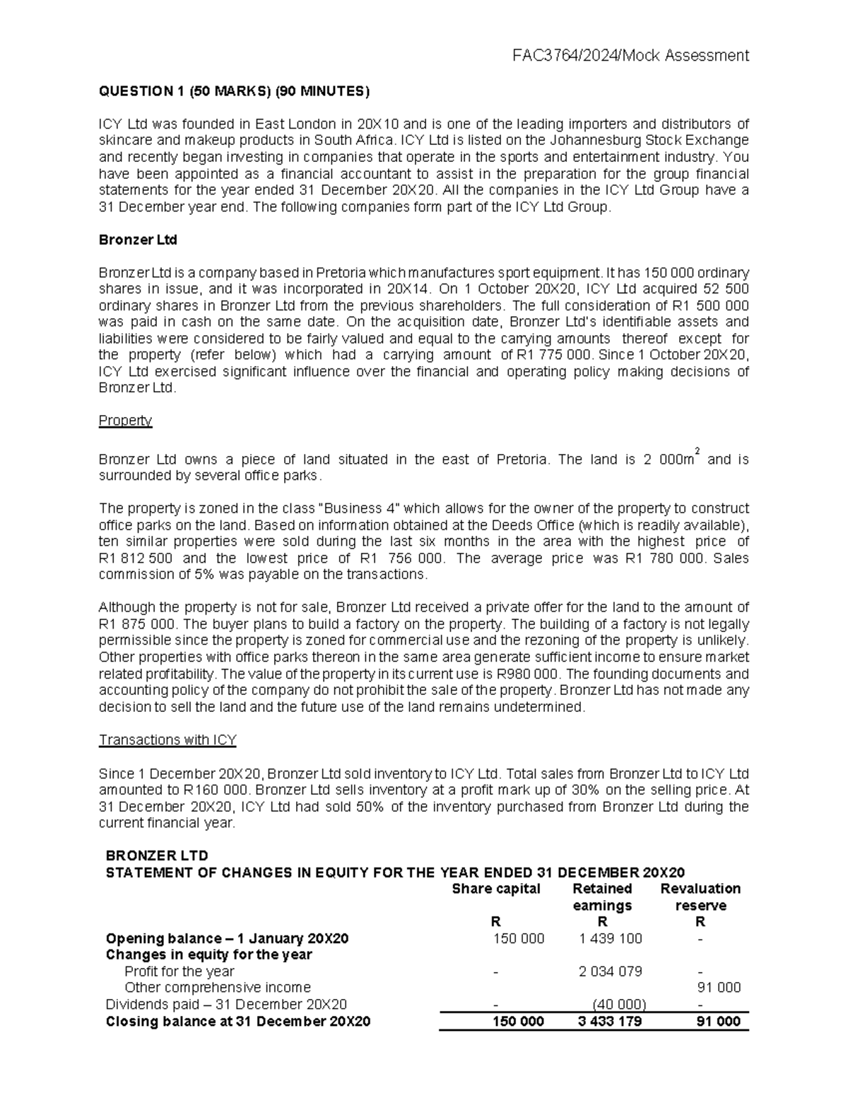FAC3764 Mock Assessment: Consolidated Financial Statements Analysis ...