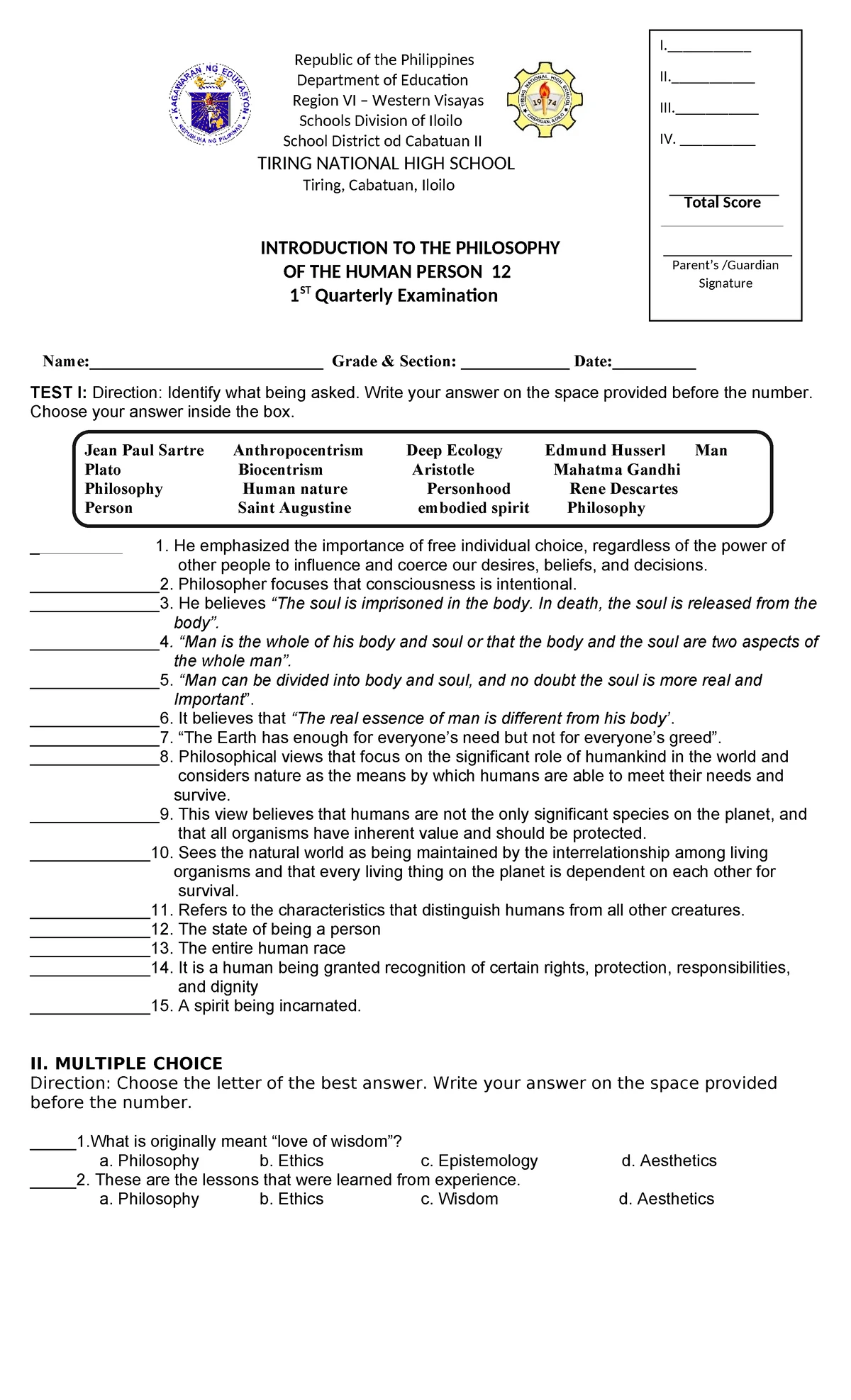 Grade 11 P - Daily Lesson Log for P.E and Health (1st Quarter) - Studocu