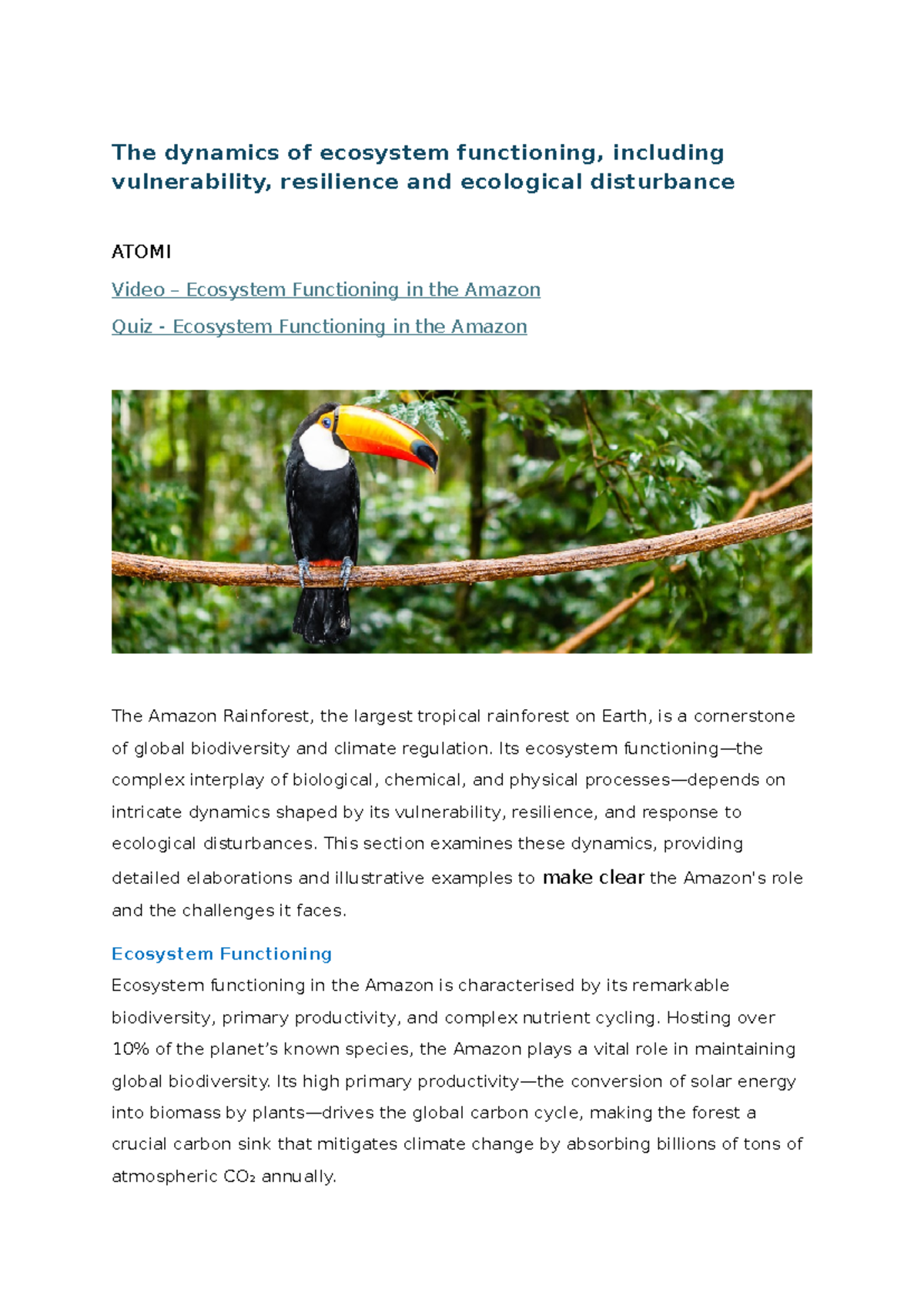 ATOMI Quiz: Ecosystem Functioning, Vulnerability & Resilience in the ...