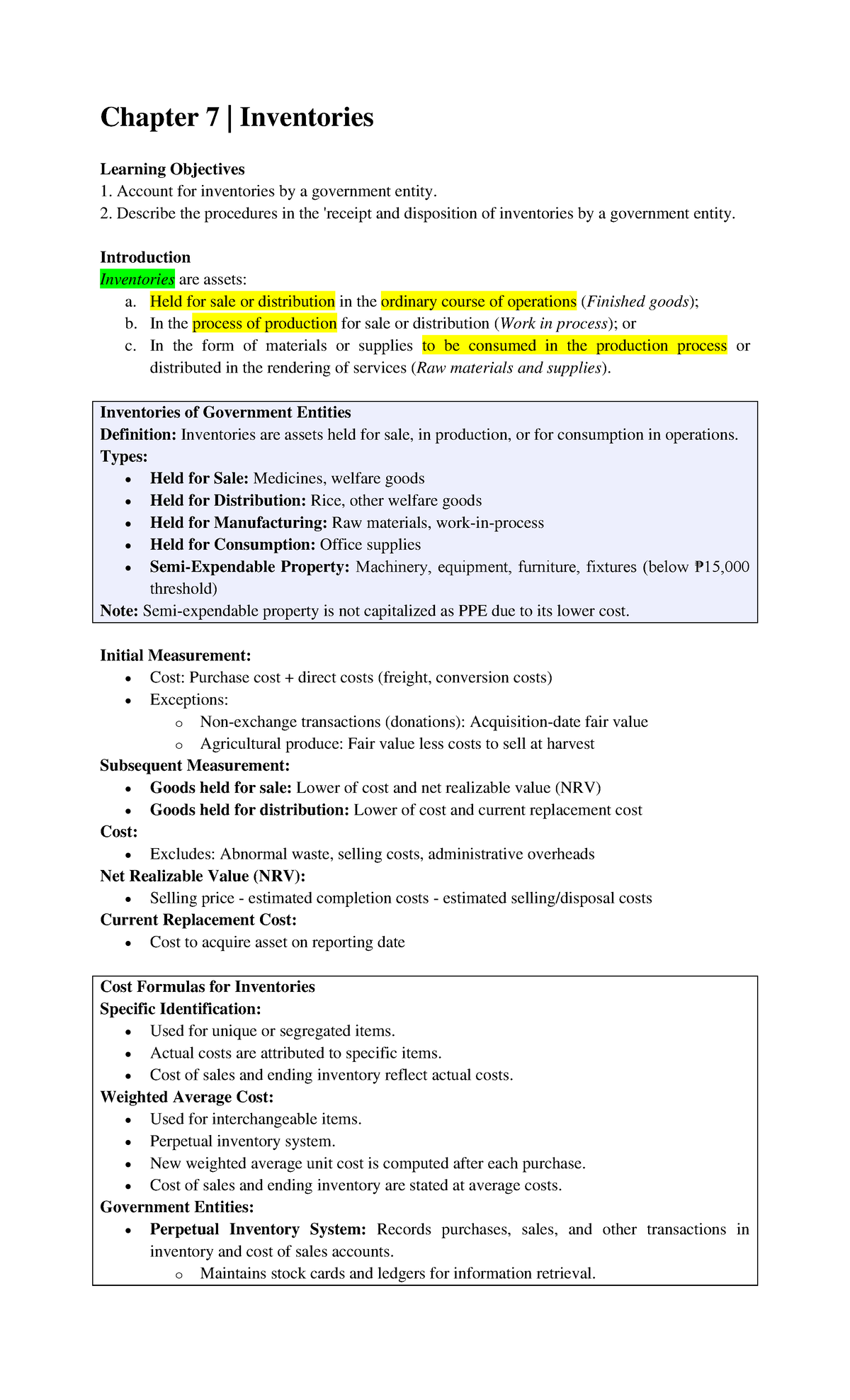 Chapter 7 - Government Inventories: Accounting Principles & Methods ...