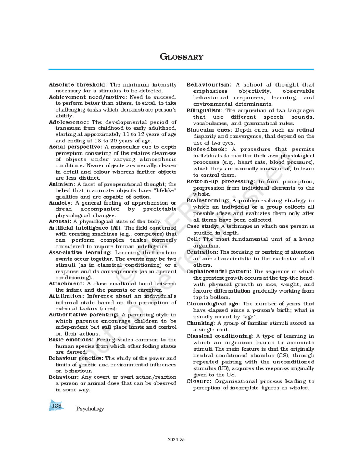 Kepy1gl - Psychology Glossary: Key Terms and Definitions - Studocu