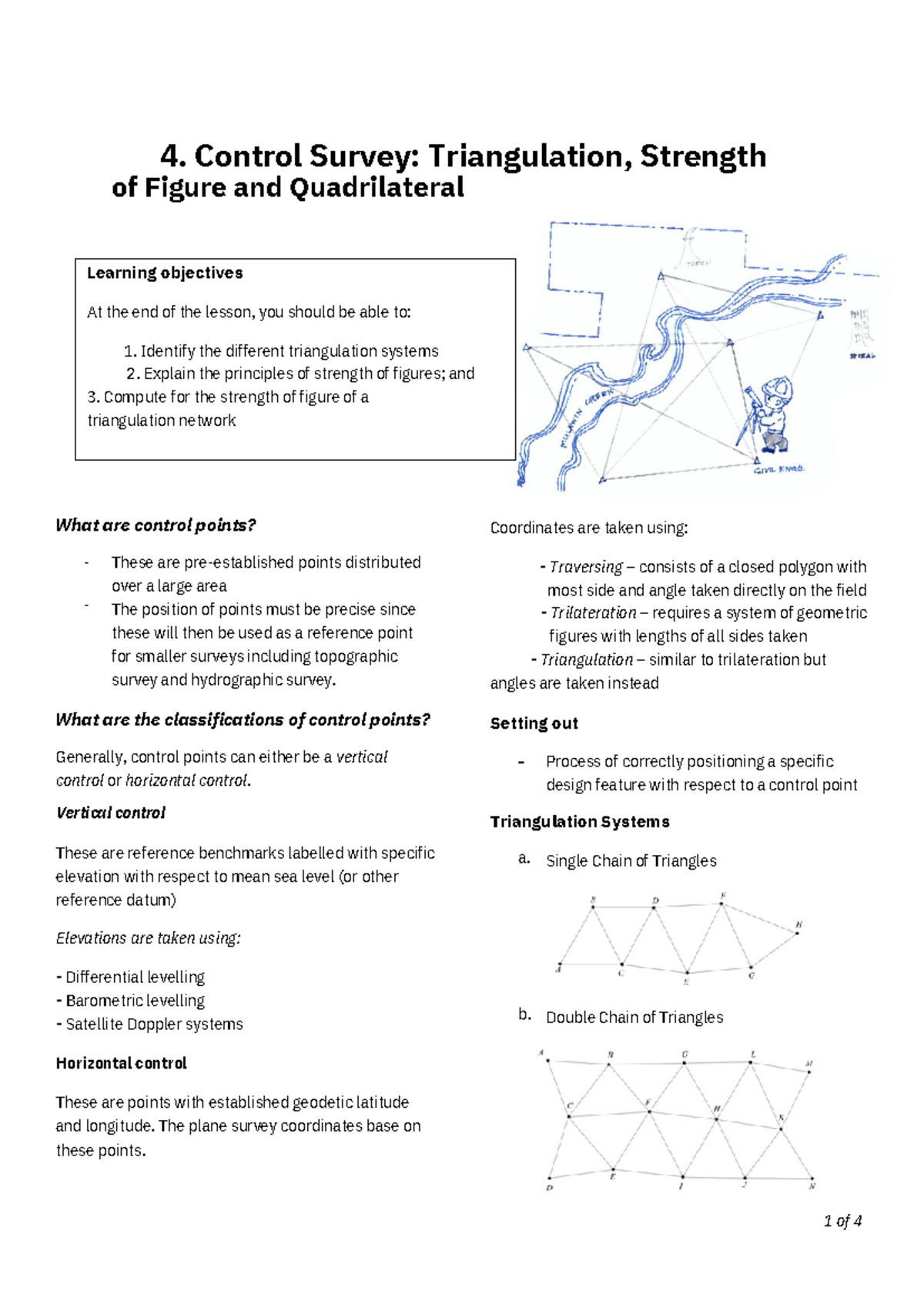 Control Survey Triangulation: Strength of Figure & Quadrilaterals Analysis - Studocu