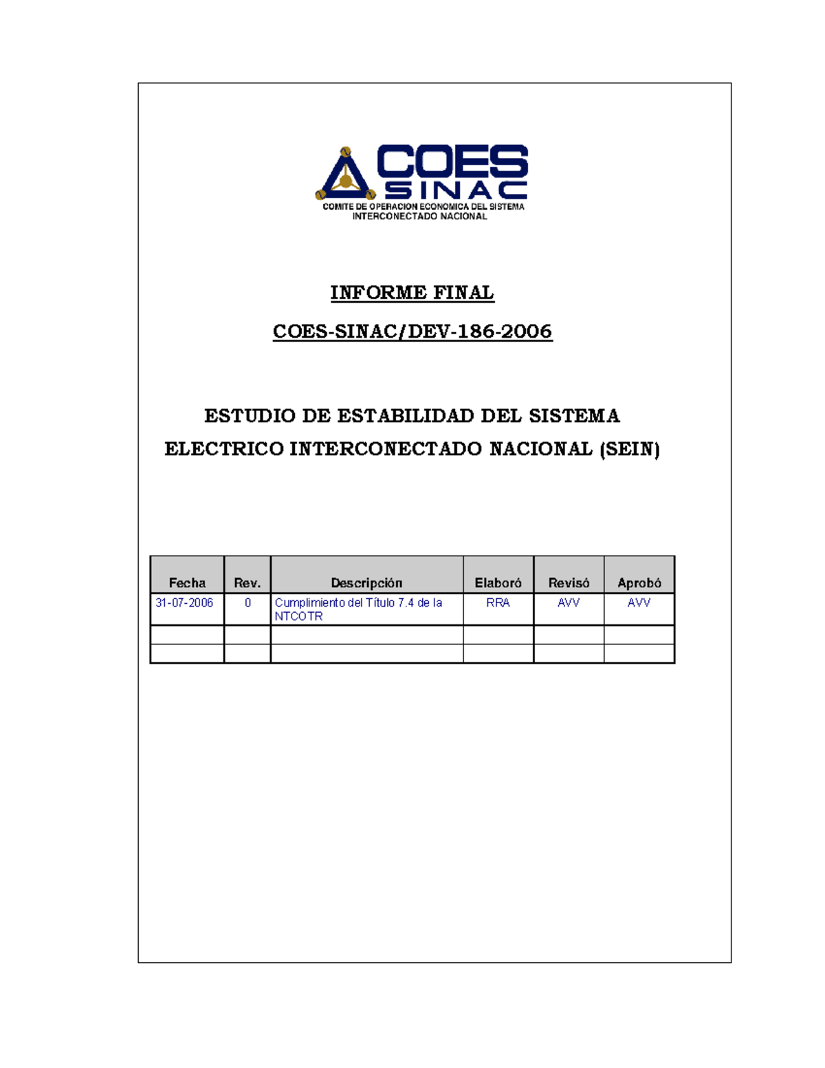 Informe Final: Estudio de Estabilidad del SEIN (S13 s1) - Studocu