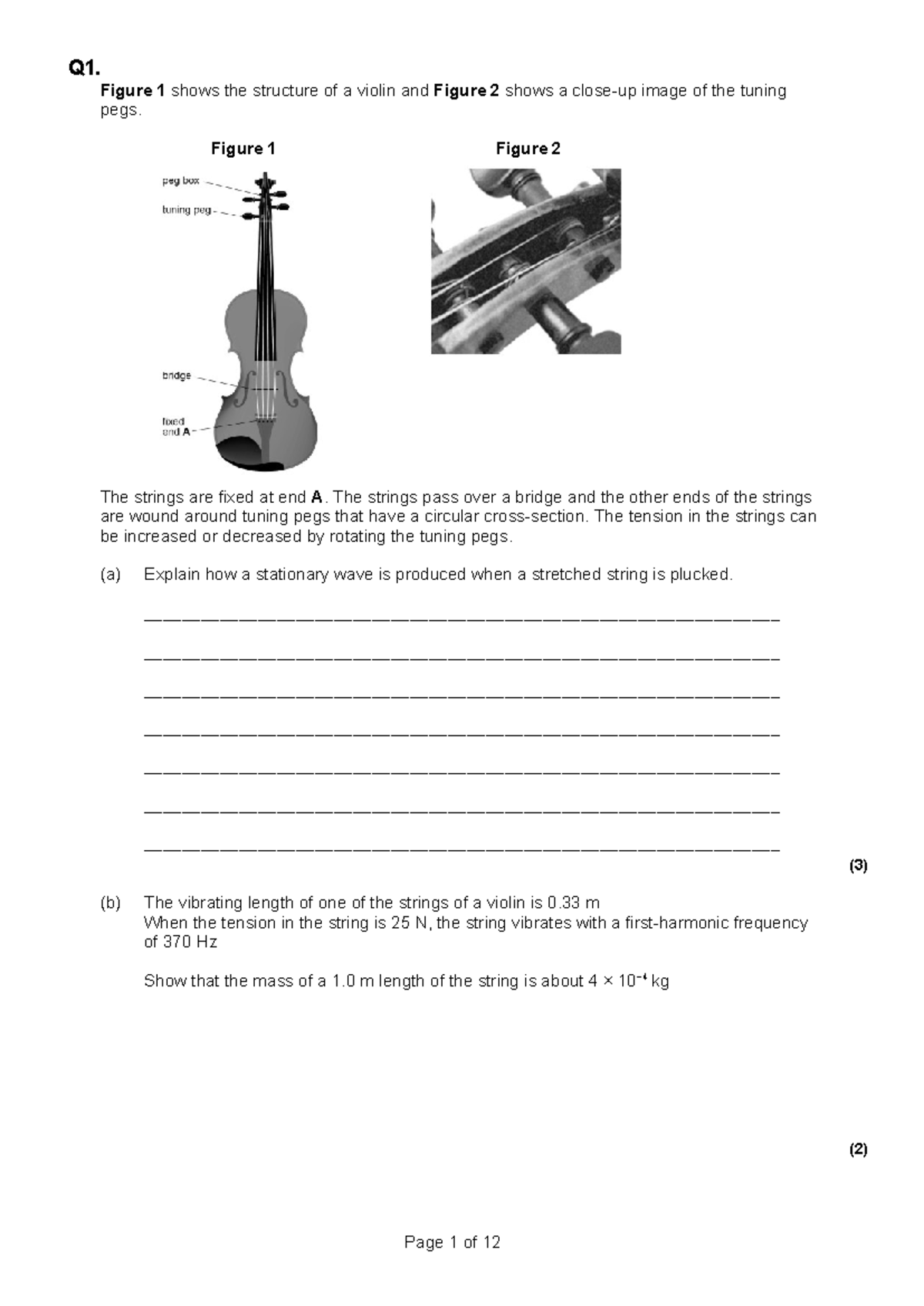 Stationary Waves on String Under Tension - Physics Q1 Notes - Studocu