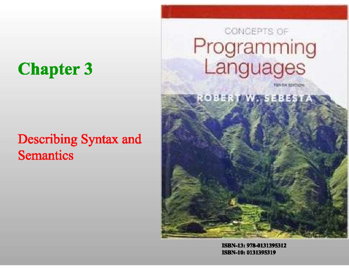 Programming Languages: Syntax & Semantics (Chapter 3) - CS 101 - Studocu