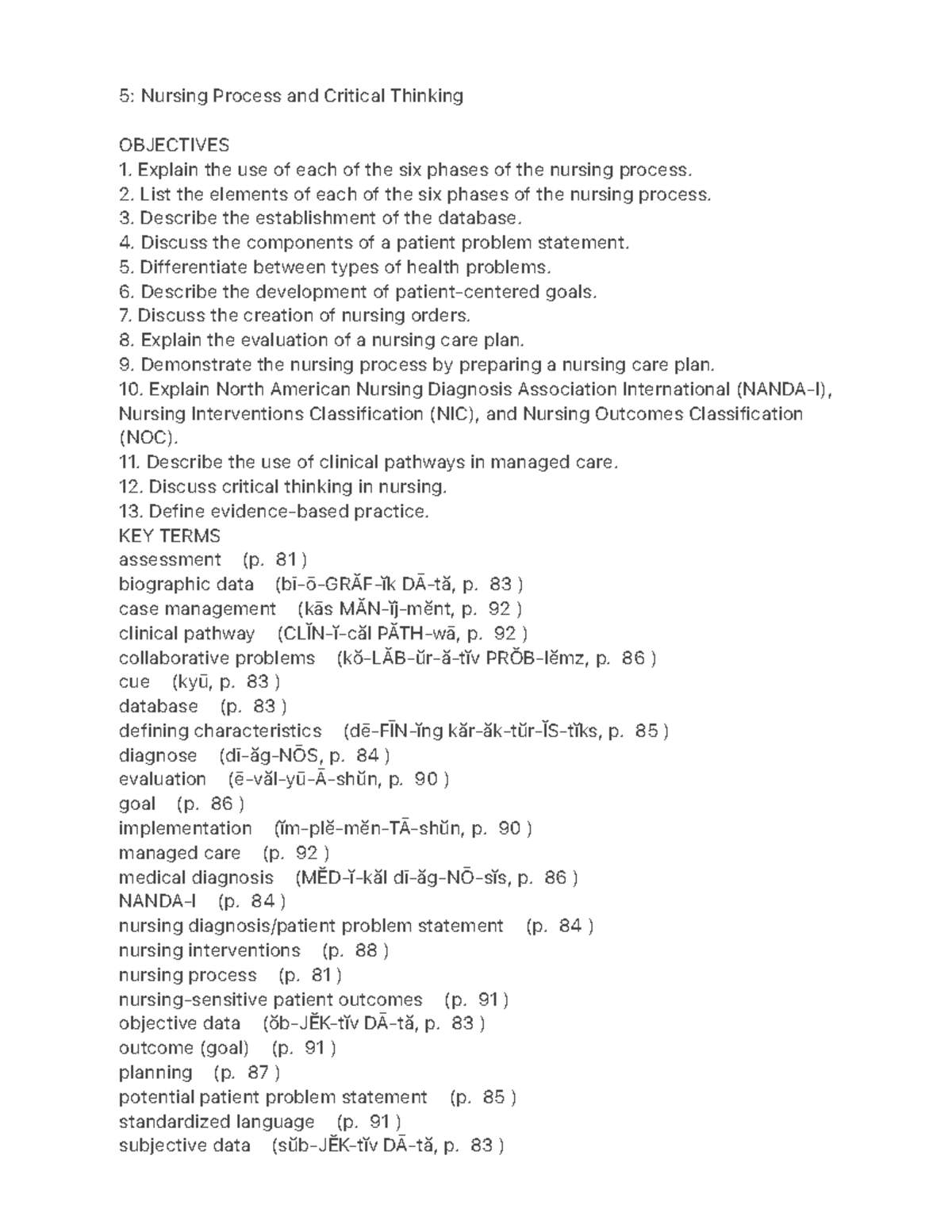NUR 305: Nursing Process & Critical Thinking Care Planning Essentials - Studocu