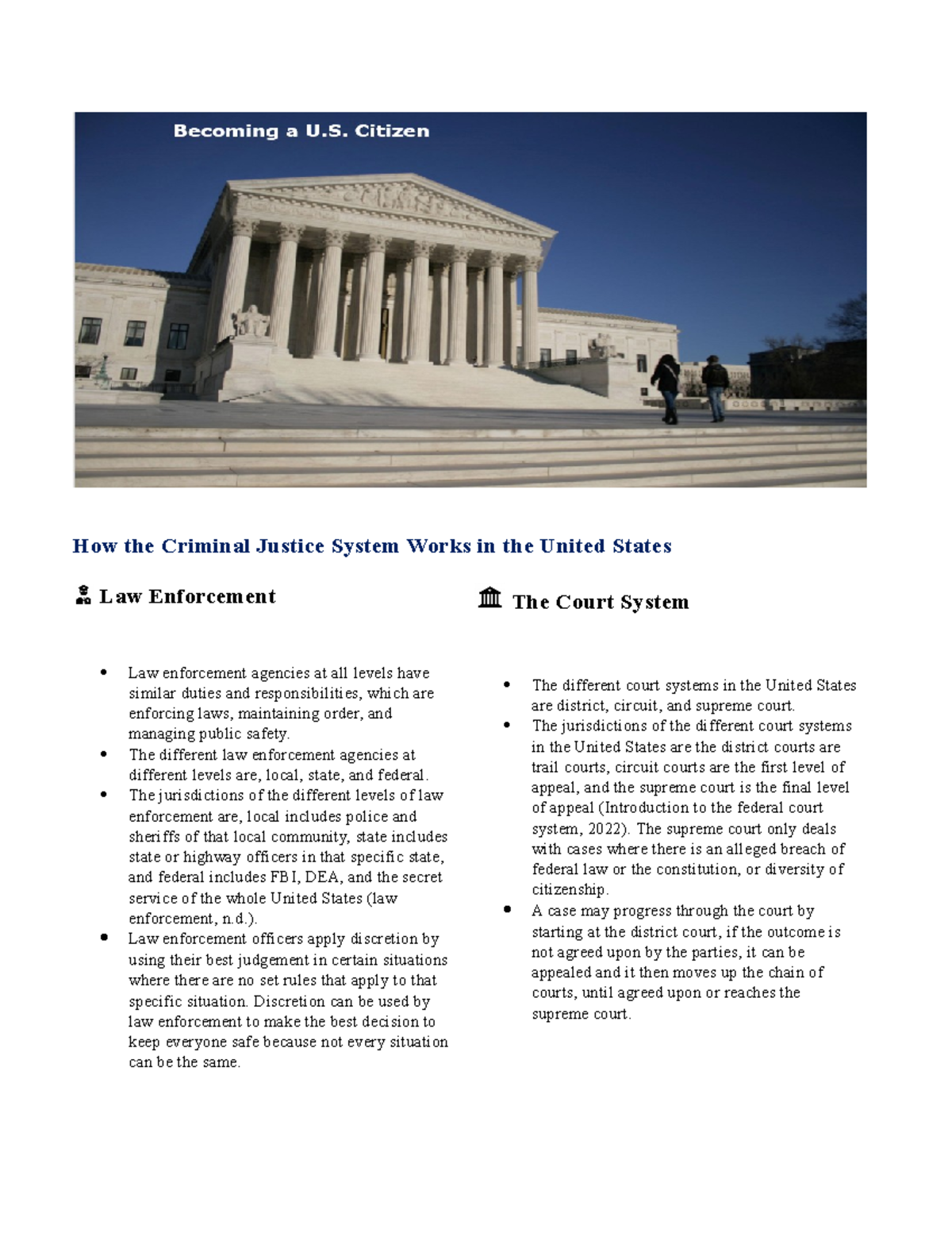 CJ 112 Project Two - Grade A - 100% - How the Criminal Justice System ...