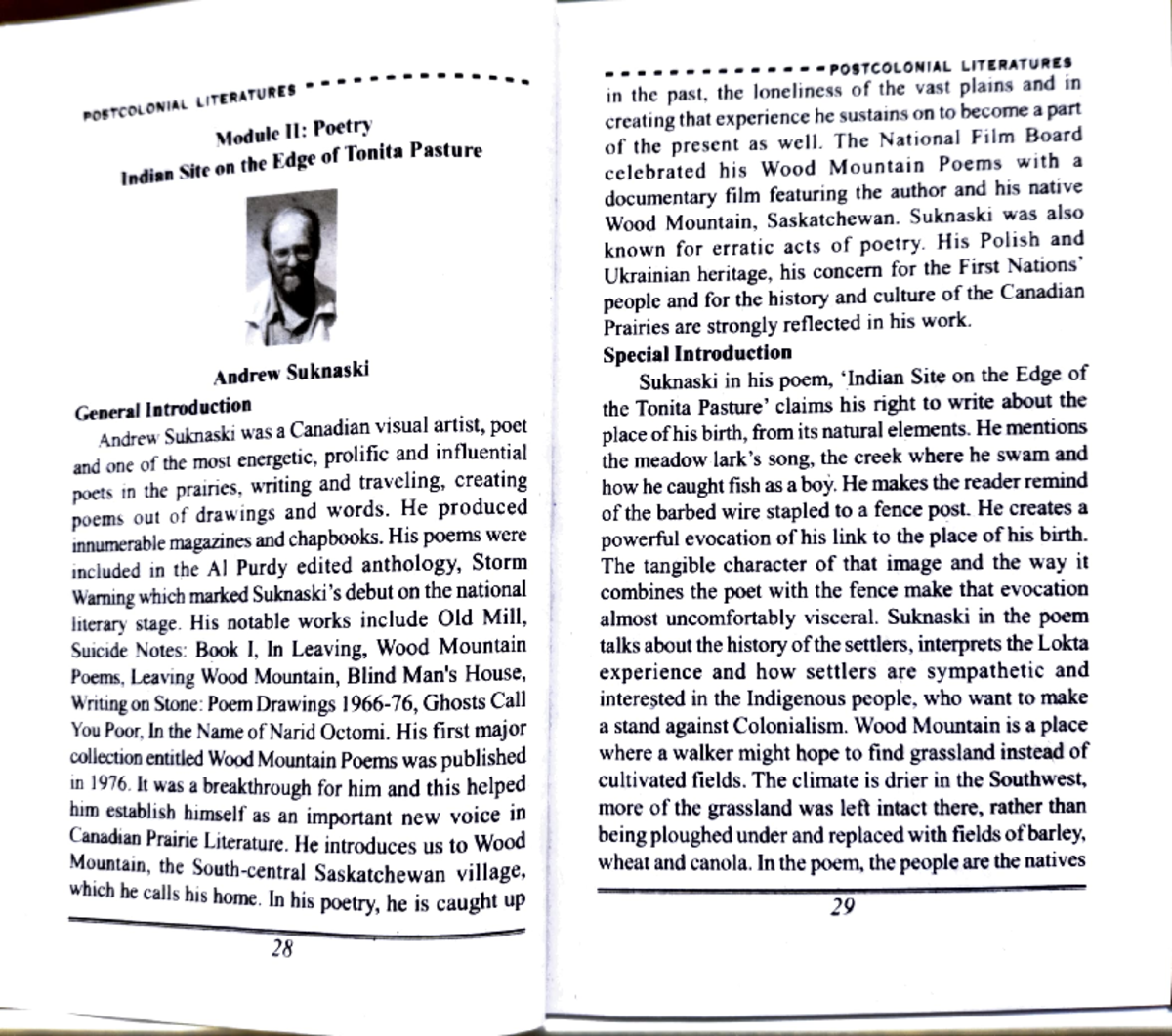 Postcolonial Literature Module 2A: Guide to Suknaski & Walcott - Studocu