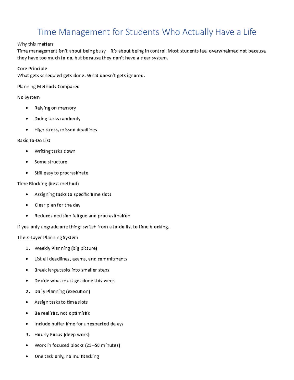 Time Management Strategies for Students: A Practical Guide - Studocu