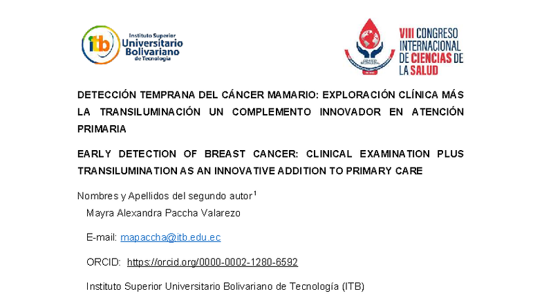 DETECCIÓN TEMPRANA DEL CÁNCER MAMARIO: EXPLORACIÓN CLÍNICA Y ...