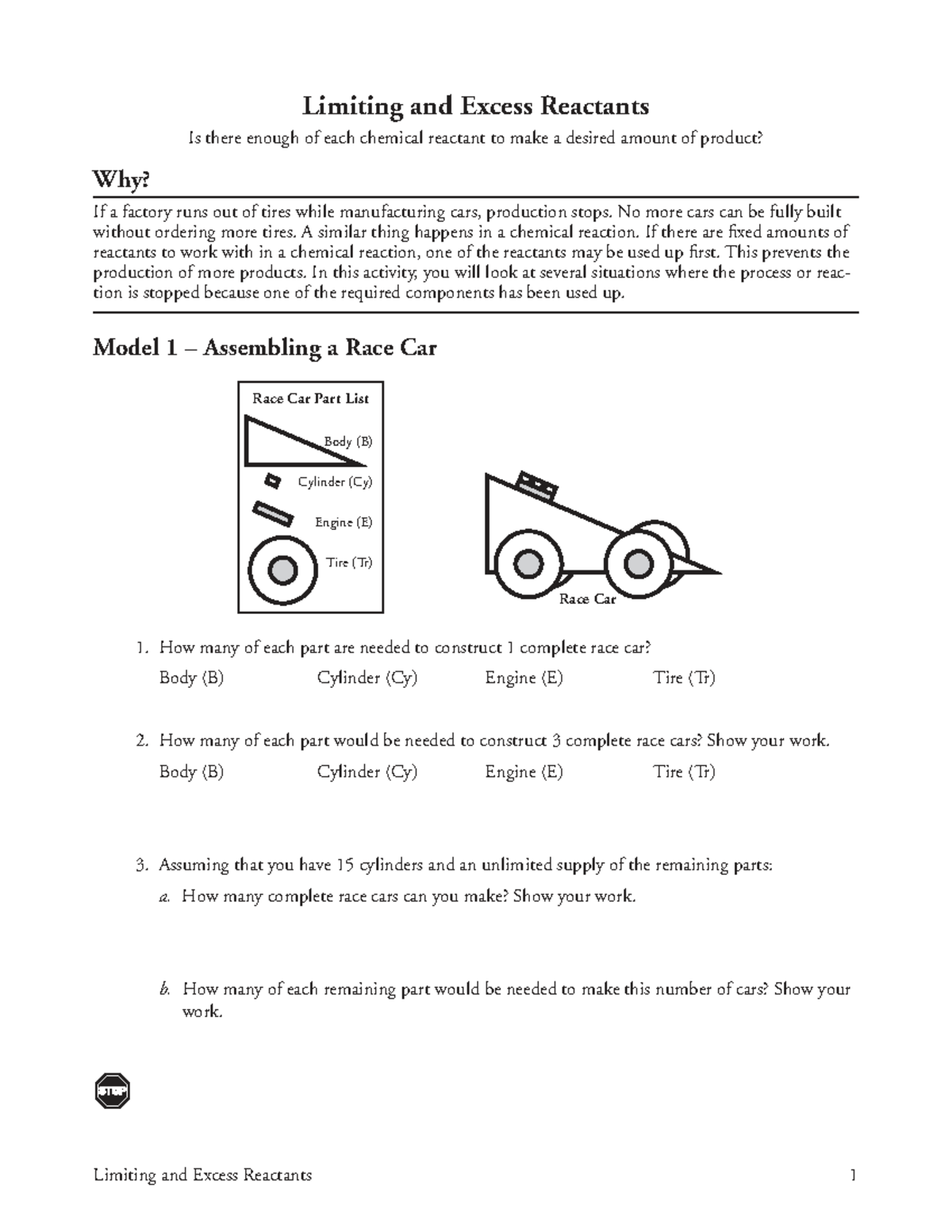 24 Limiting and Excess Reactants - Understanding Chemical Reactions ...