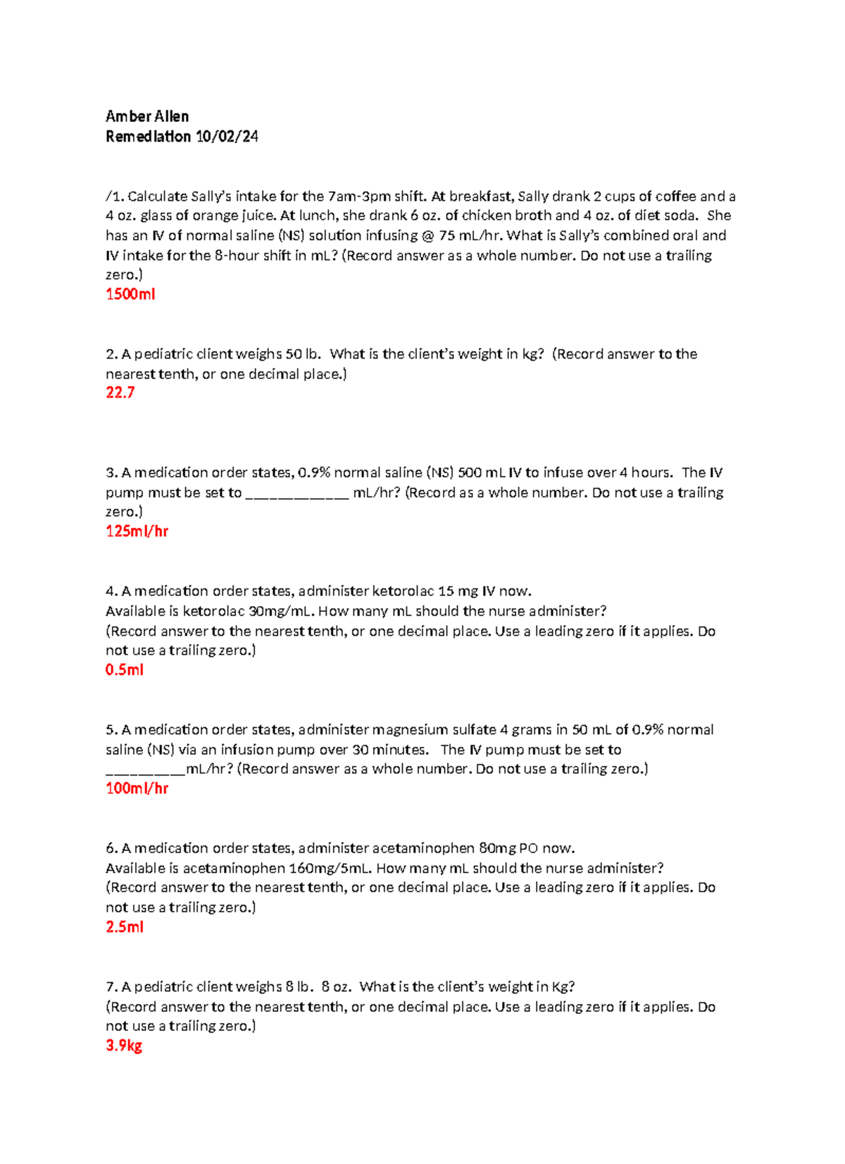PRN1831 Dosage Calculation Practice Quiz - Student Version - Studocu
