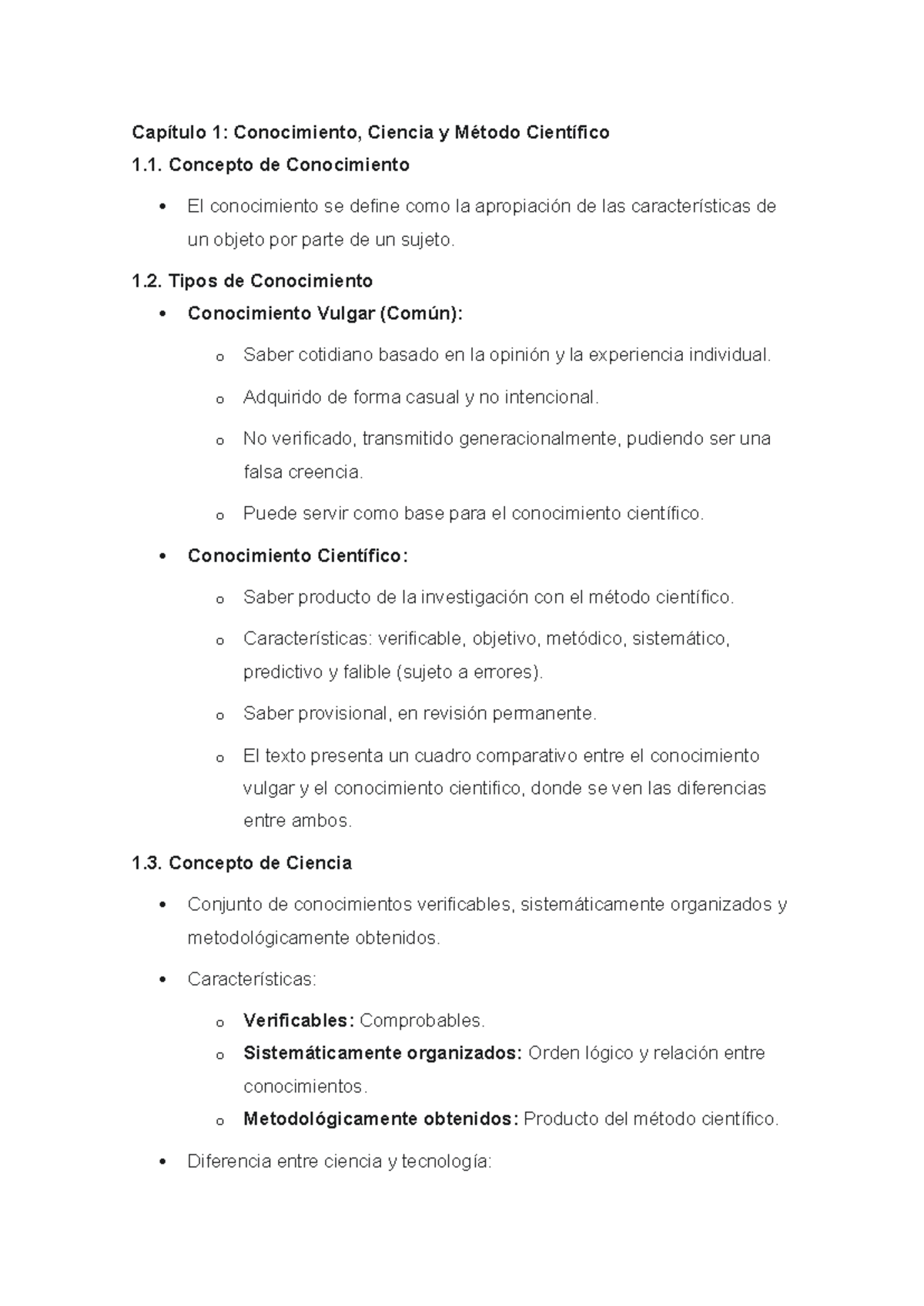 Resumen sobre Conocimiento y Método Científico - FID 1234 - Studocu