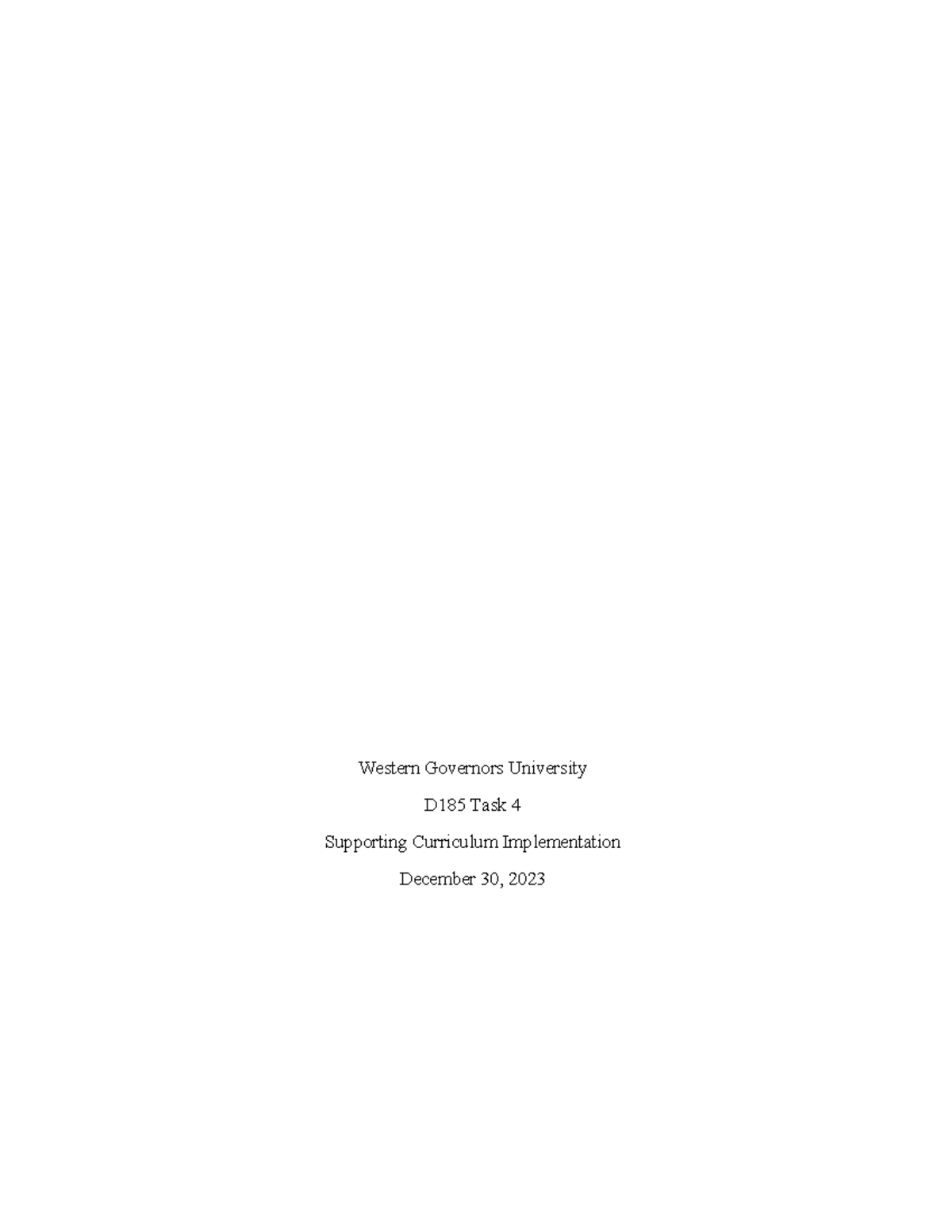 D185 Task 4 - Curriculum Implementation Support & Strategies - Studocu