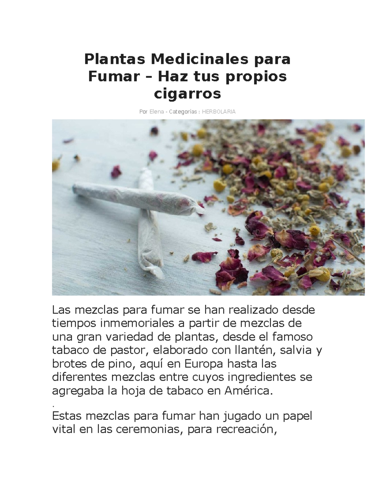 Mezclas de Hierbas Medicinales para Fumar - Guía de Elaboración - Studocu