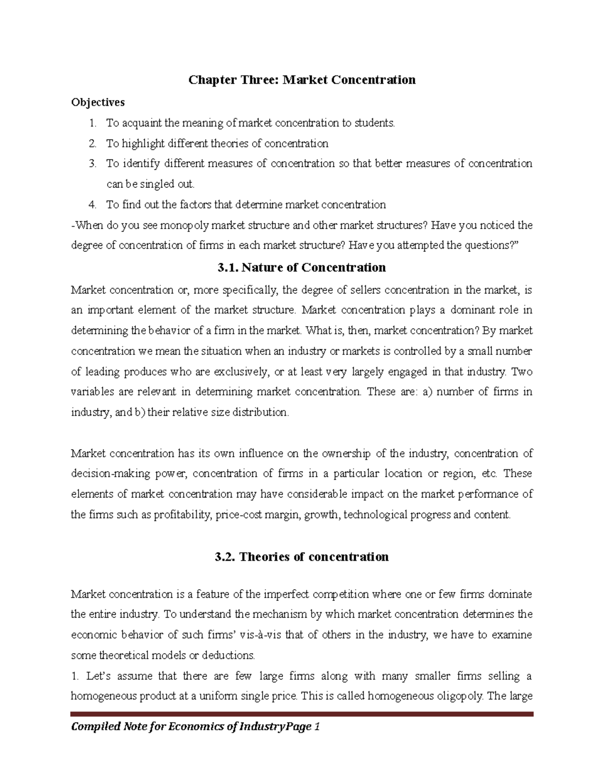 CH-3: Understanding Market Concentration and Its Impacts - Studocu