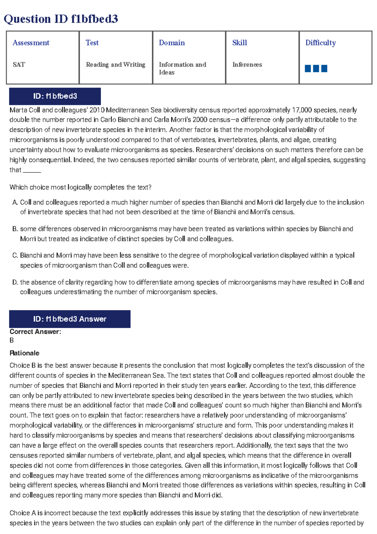 SAT Reading and Writing Assessment Test: Information and Ideas Analysis ...