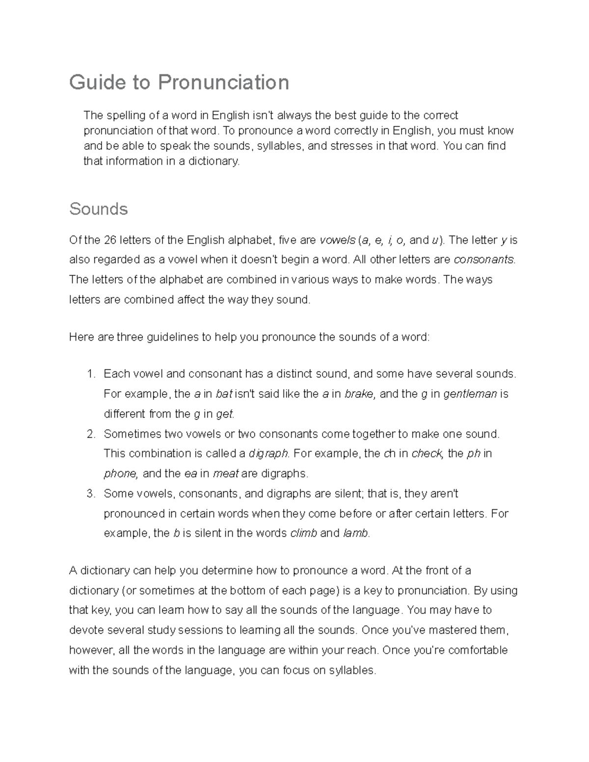 Guide to English Pronunciation: Key Sounds, Syllables & Stresses - Studocu