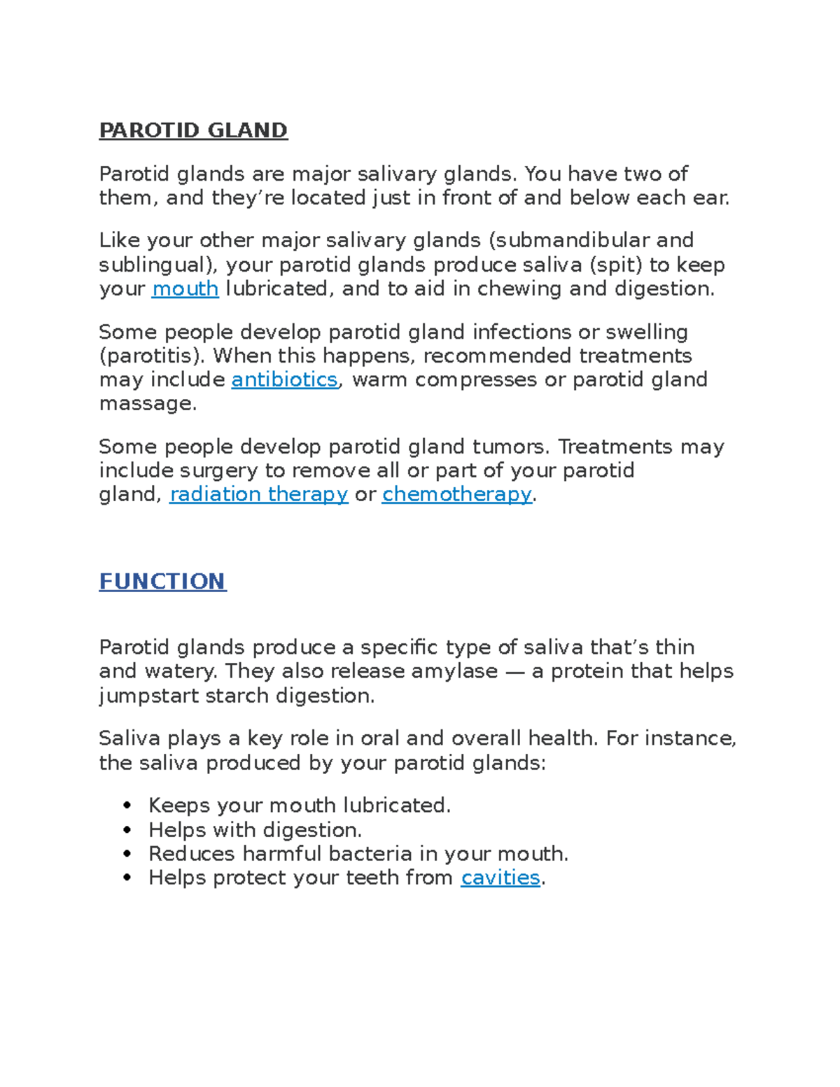 Parotid Gland Overview: Anatomy, Functions, Conditions & Care - Studocu
