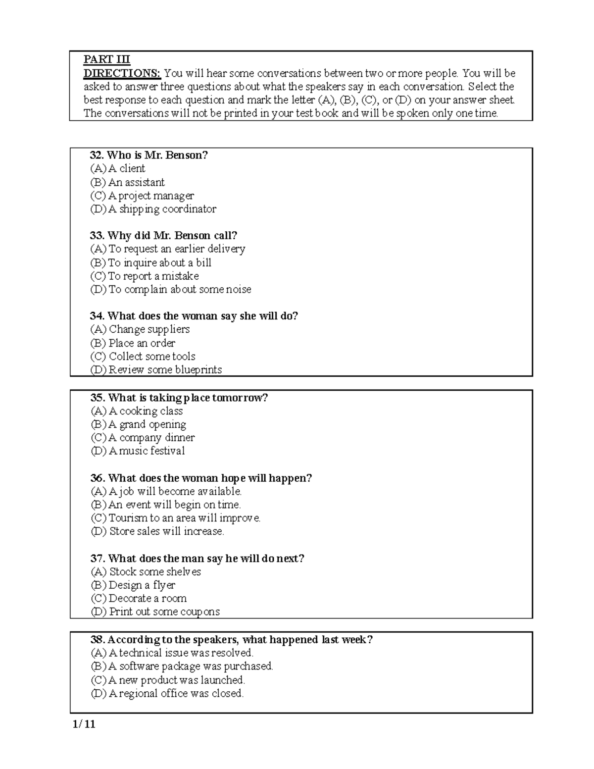 Listening Revision P3&4 - Practice Questions and Responses - Studocu