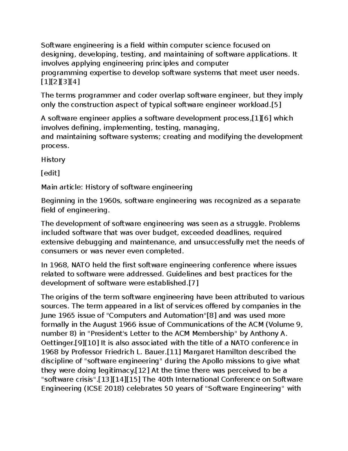 Software Engineering Overview: Definition & History Insights - Studocu