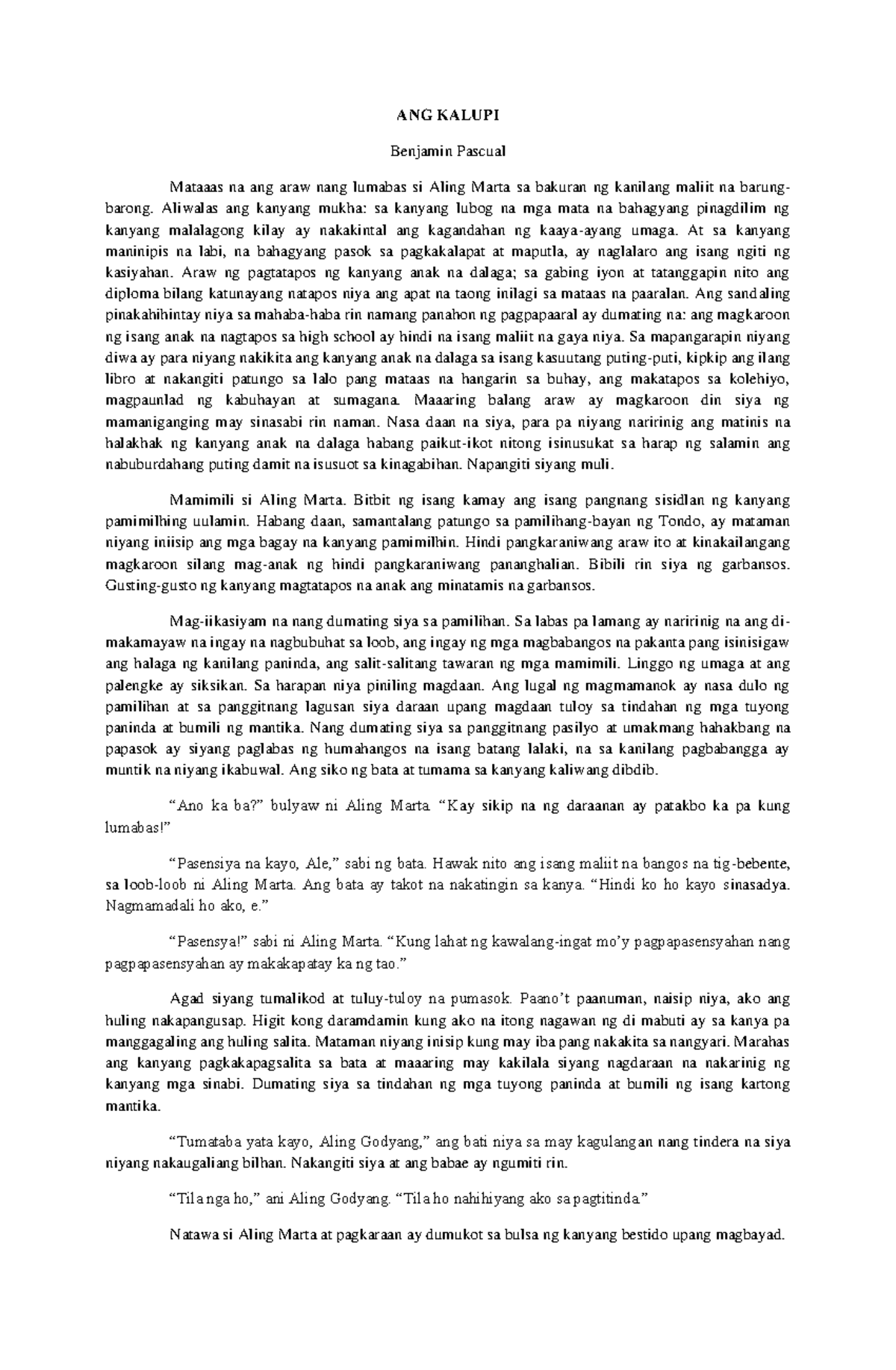 Ang Kalupi: Lecture Notes for Dalumat Subjects - Studocu