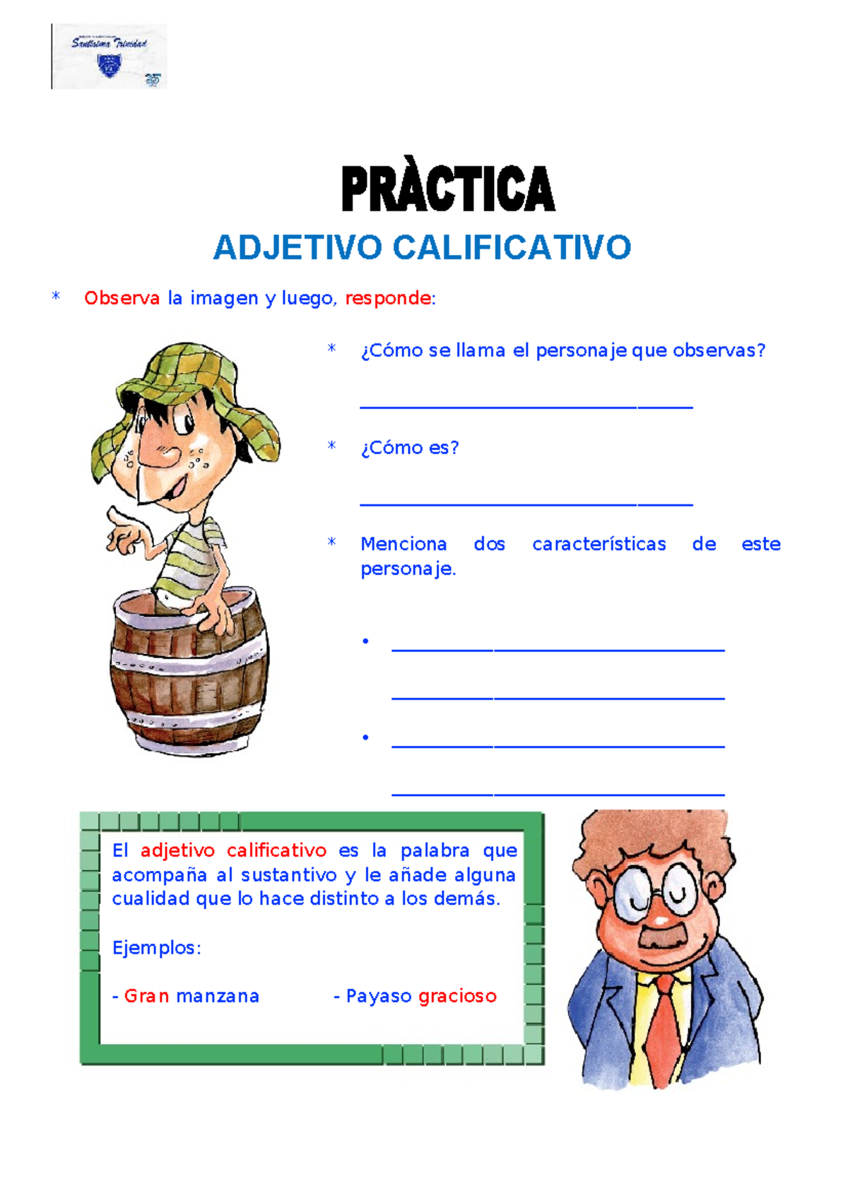 Practica Calificada - GRAMTICA: Adjetivos Calificativos y Ejercicios ...
