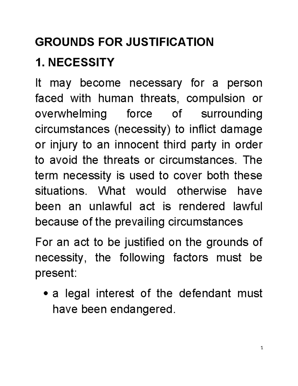 Legal Grounds for Justification: Comparing Necessity and Self-Defense ...