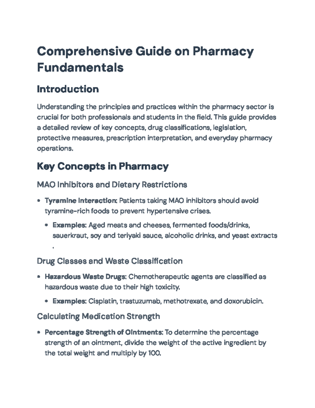 Pharmacy Fundamentals: Key Concepts and Practices Overview (PHAR 101 ...