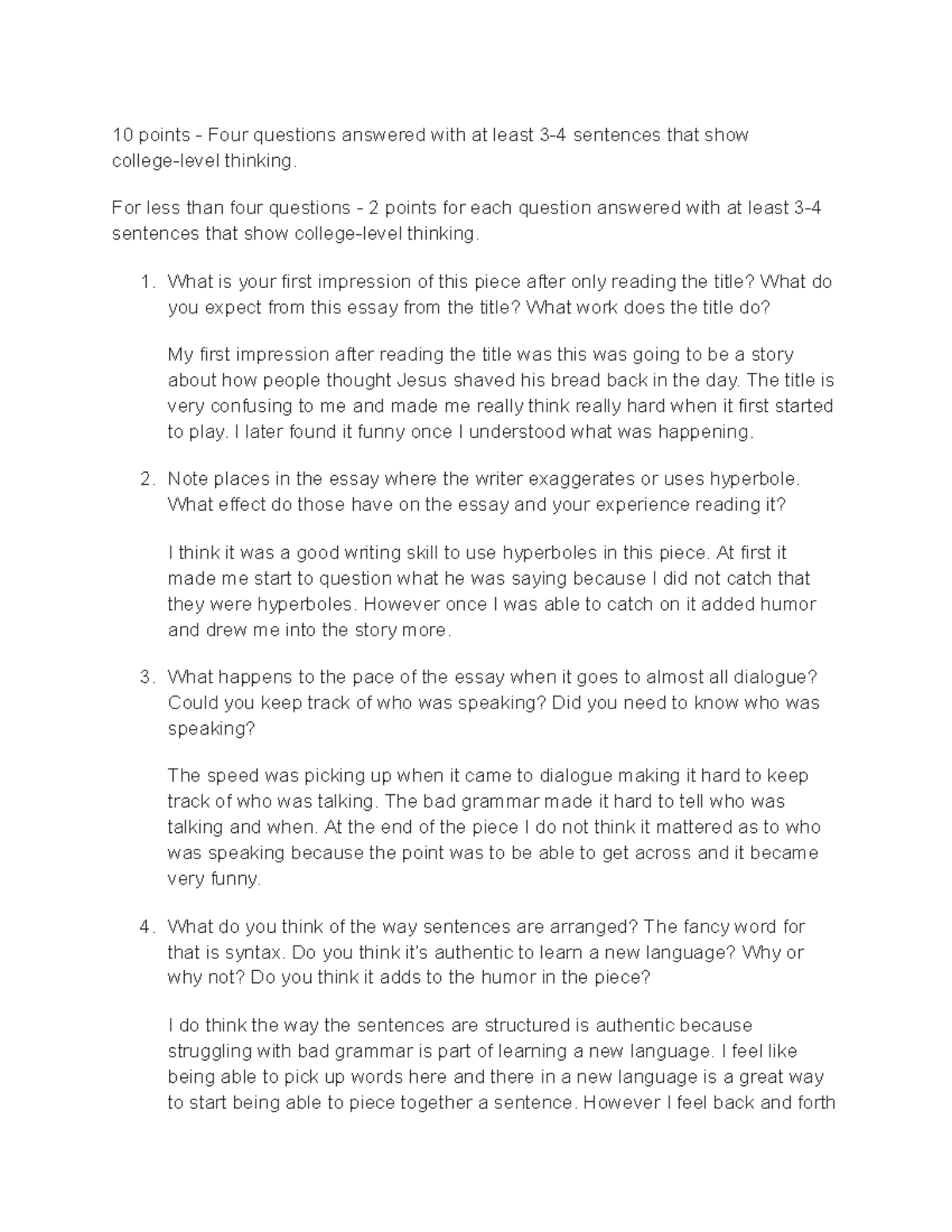 Jesus Shaves Response - Analysis of Humor and Syntax in Essay - Studocu