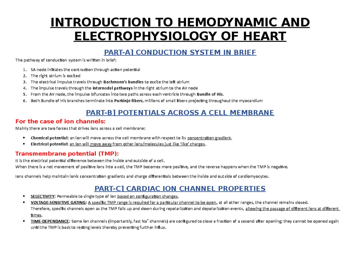Introduction to Hemodynamics & Electrophysiology of the Heart: An ...