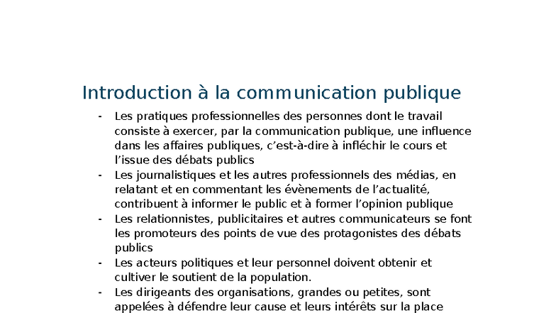 Introduction à la communication publique : Pratiques et enjeux clés ...